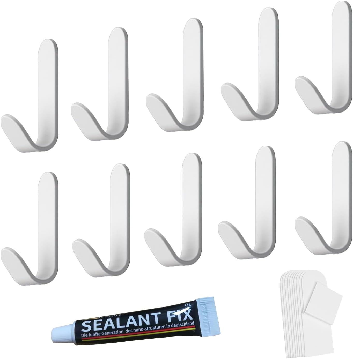 Coolnut Adhesive Hooks,10 Pcs, Heavy Duty Hooks Hold 12Lbs, Stainless ...