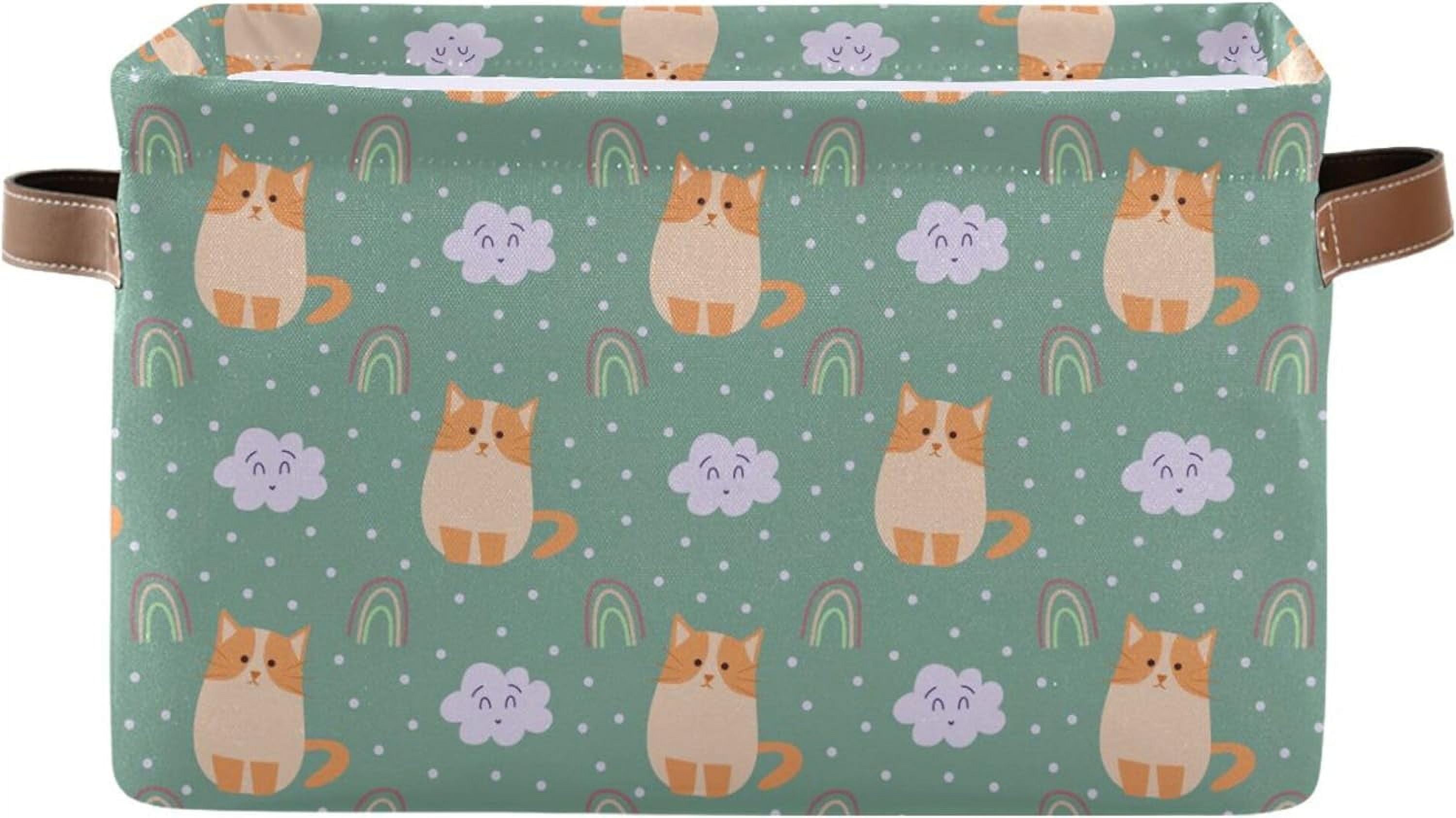 Coolnut Adorable Cute Cat Storage Basket Foldable Storage Bin, Canvas ...