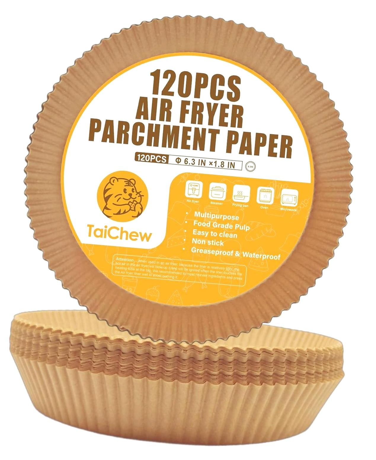 Coolnut Air Fryer Paper Liners 120 PCS, 6.3 inch Round Non-stick Parchment Paper Air Fryer ...