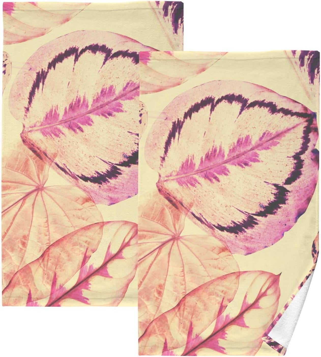 Coolnut Aloha Leaves Hand Towels 2 Pieces, Cotton Bath Towel for Drying ...