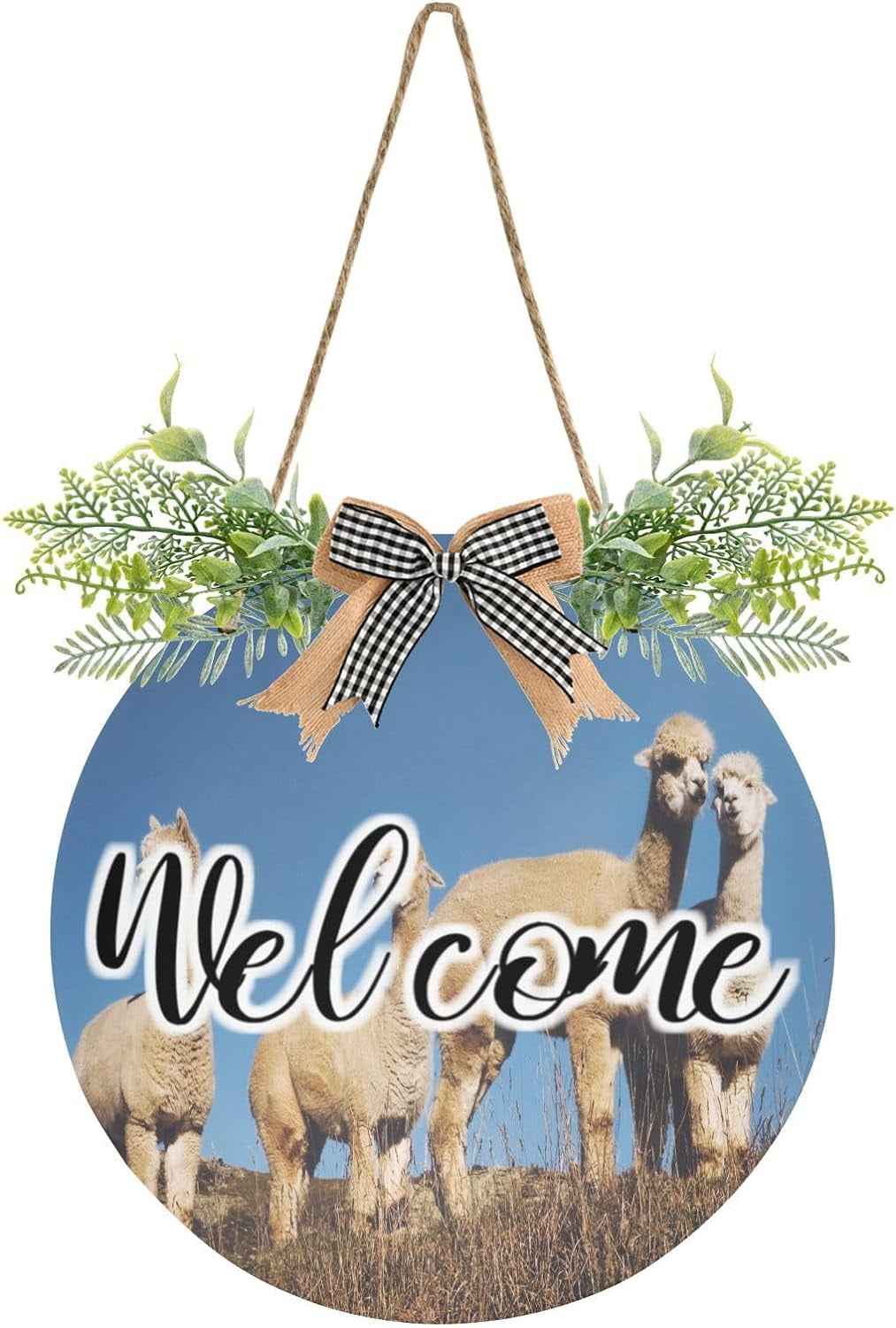 Coolnut Alpaca Front Door Round, Hanging Welcome Sign, Front Door for ...