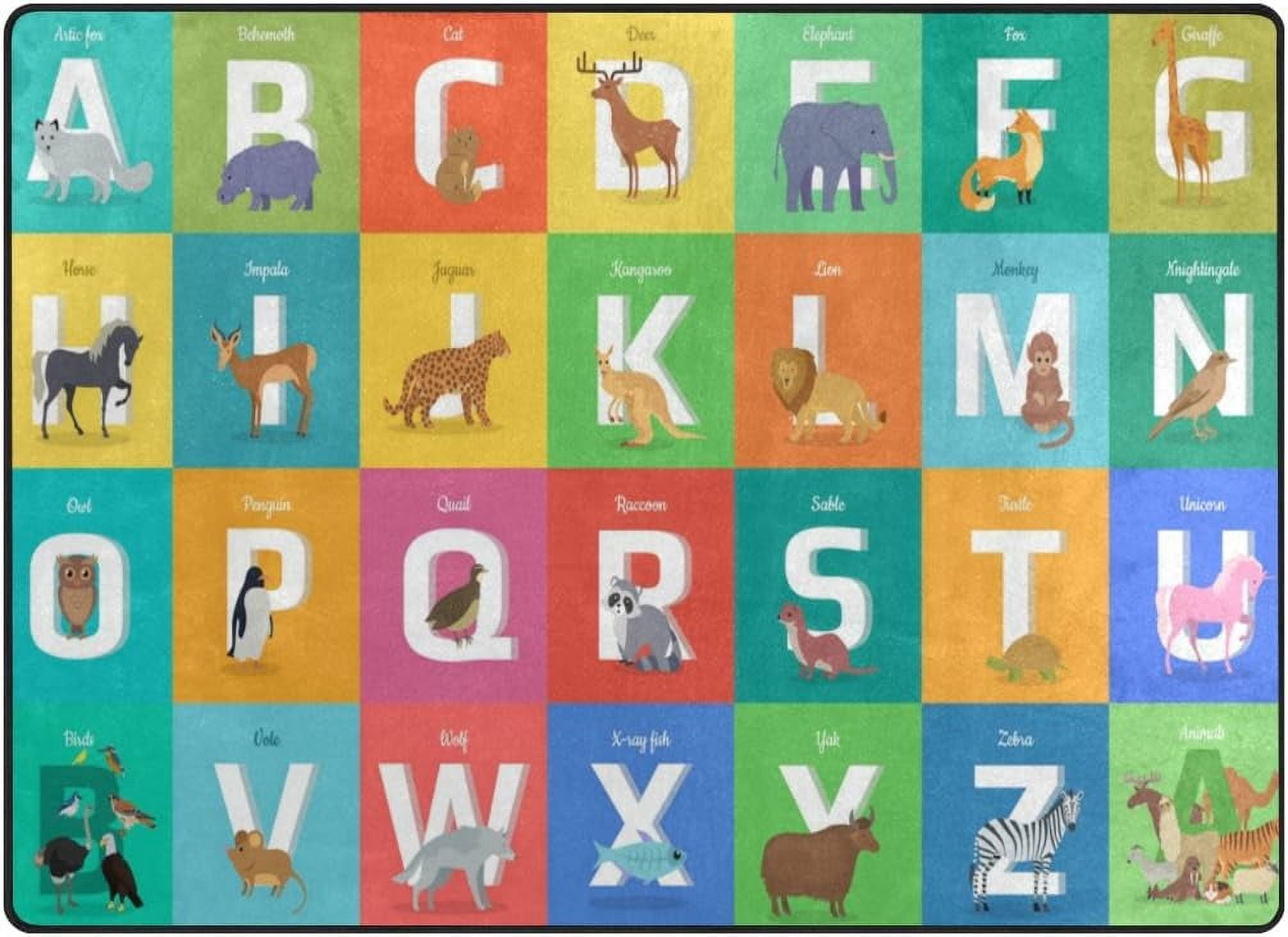 Coolnut Animal Alphabet 80 x 58 inches Lightweight Soft Area Rug Mat ...