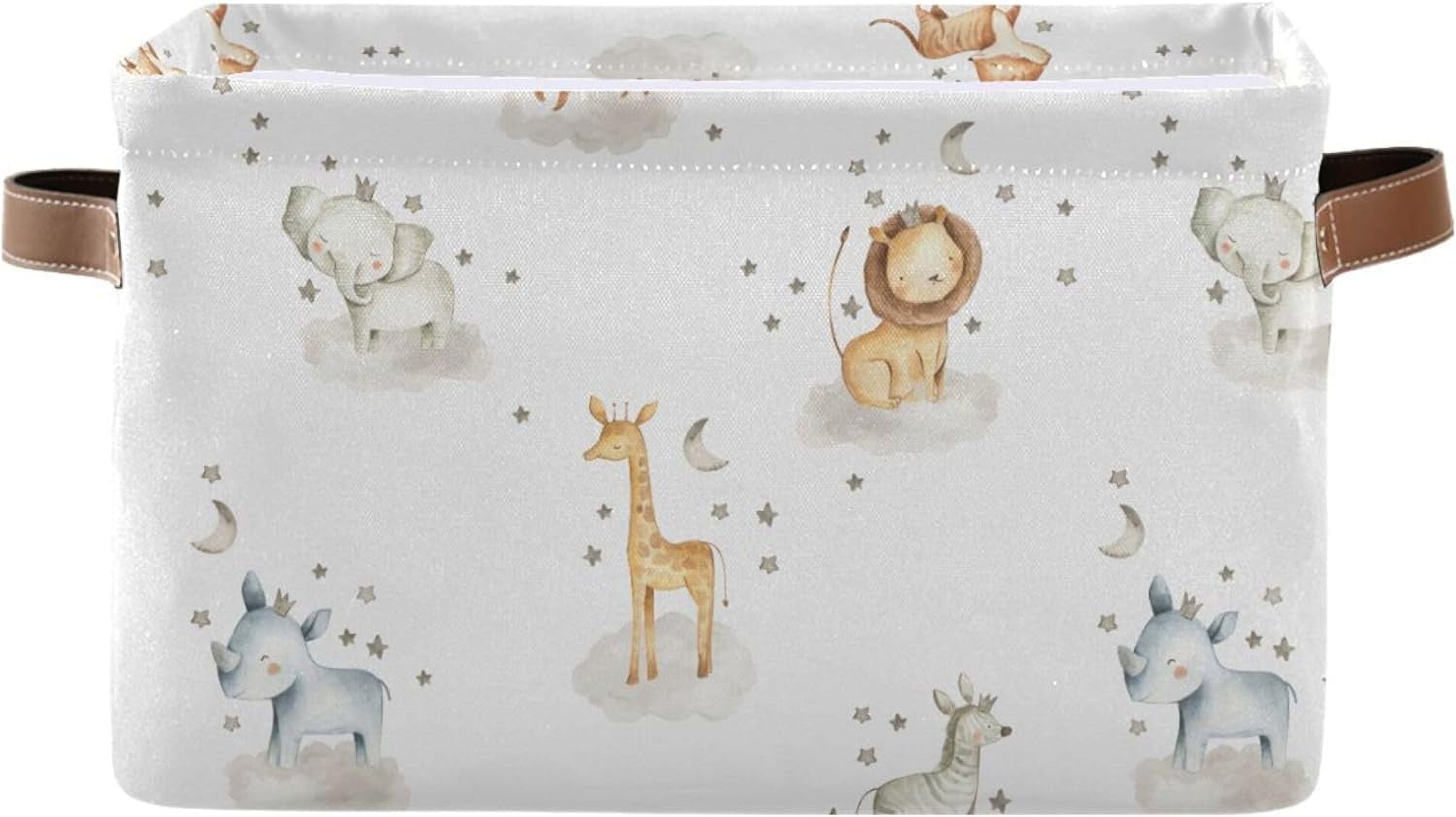 Coolnut Animals Watercolor Storage Basket Foldable Storage Bin, Canvas ...