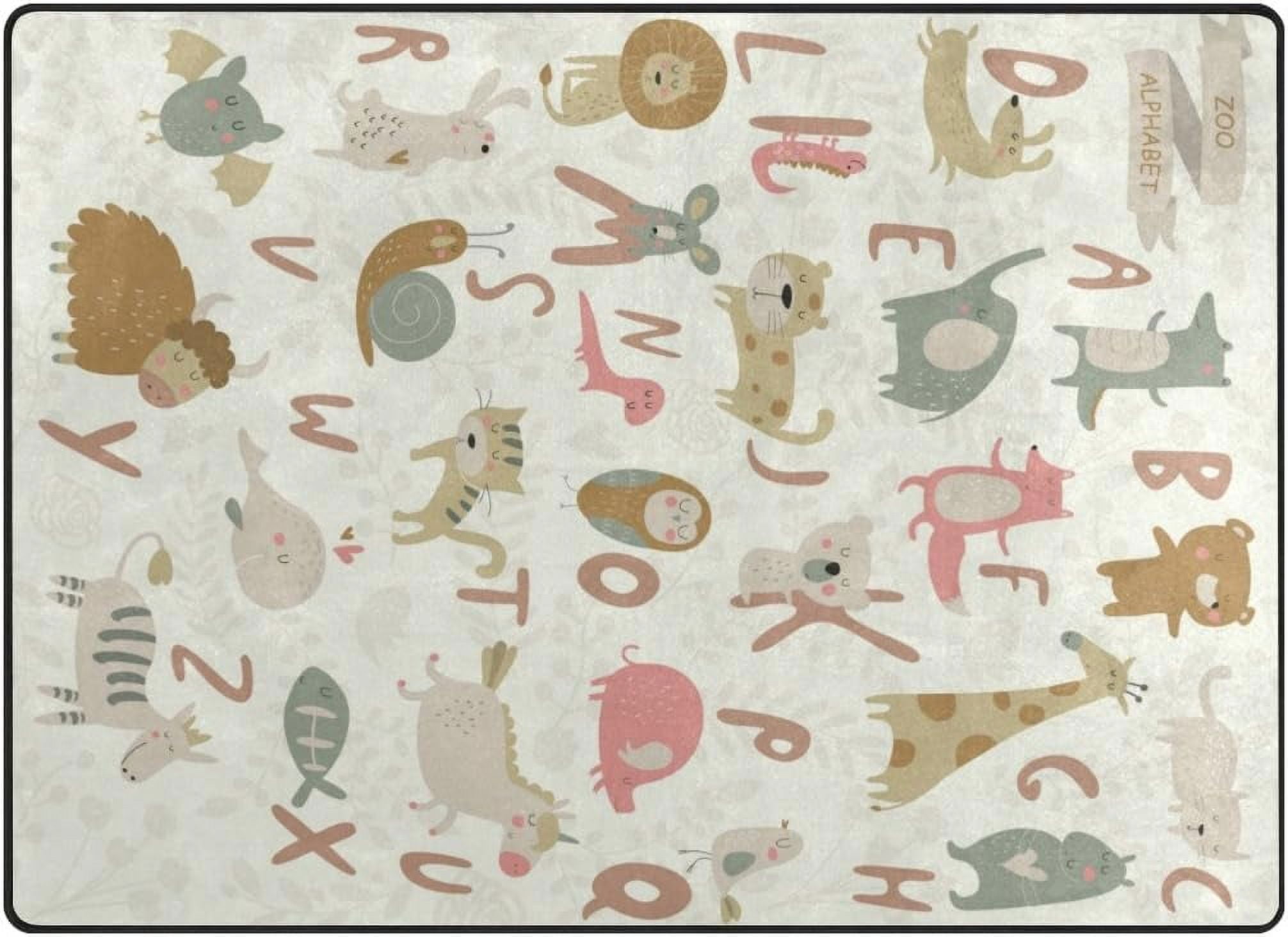 Coolnut Animals Zoo Alphabet 80 x 58 inches Lightweight Soft Area Rug ...