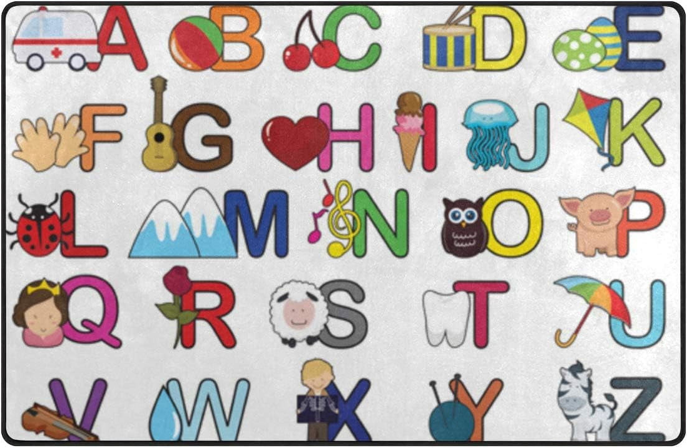 Coolnut Area Rug 60 x 39 inch (5'x 3'3"), Carpet Alphabet Letters ...