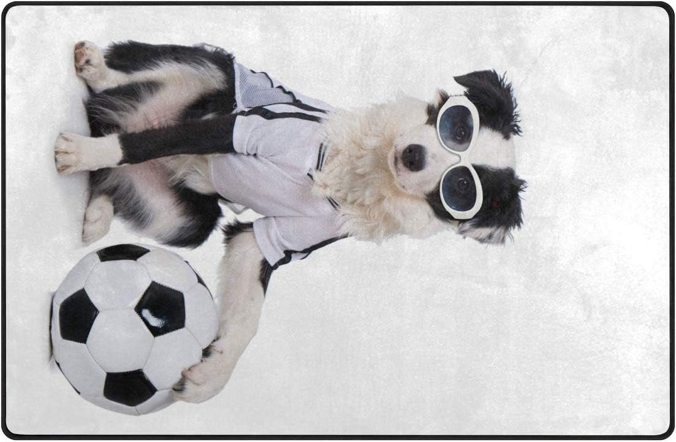 Coolnut Area Rug 60x39 inch, Carpet Border Collie in Soccer Outfit ...