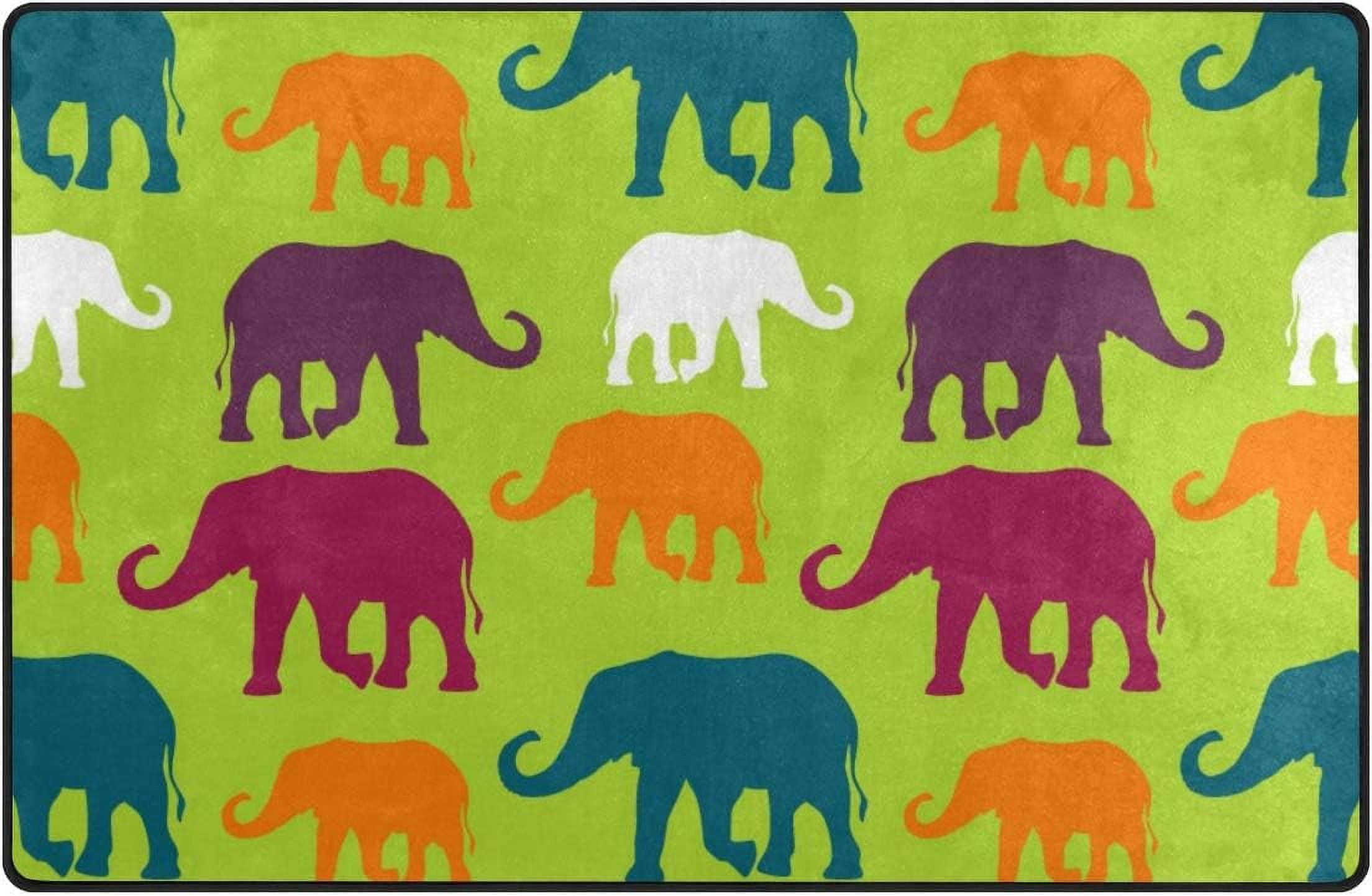 Coolnut Area Rug 60x39 inch, Carpet Colorful Elephants Nursery Rug ...