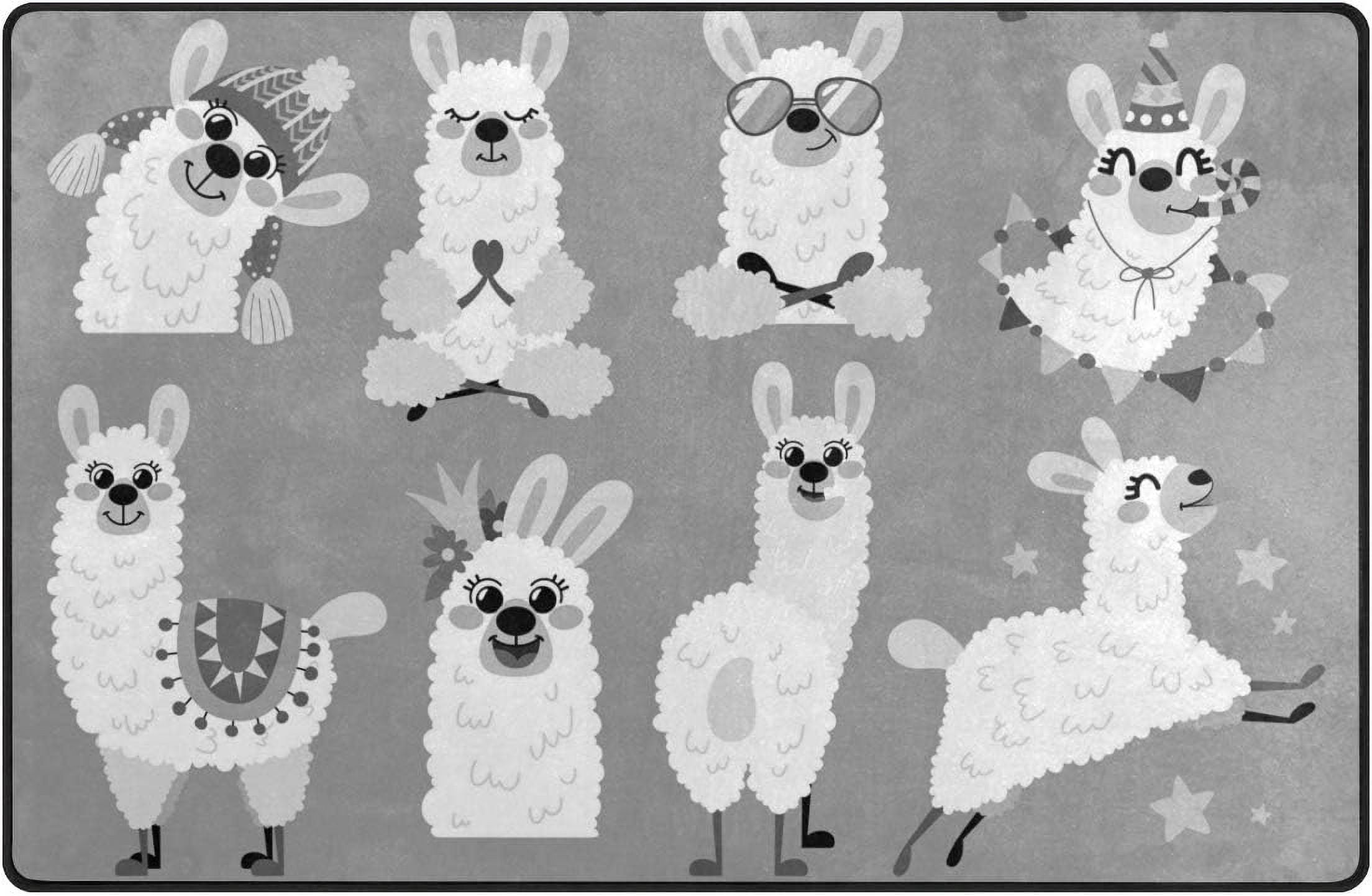 Coolnut Area Rug 60 x 39 inch (5'x 3'3"), Carpet Cute White Llamas ...