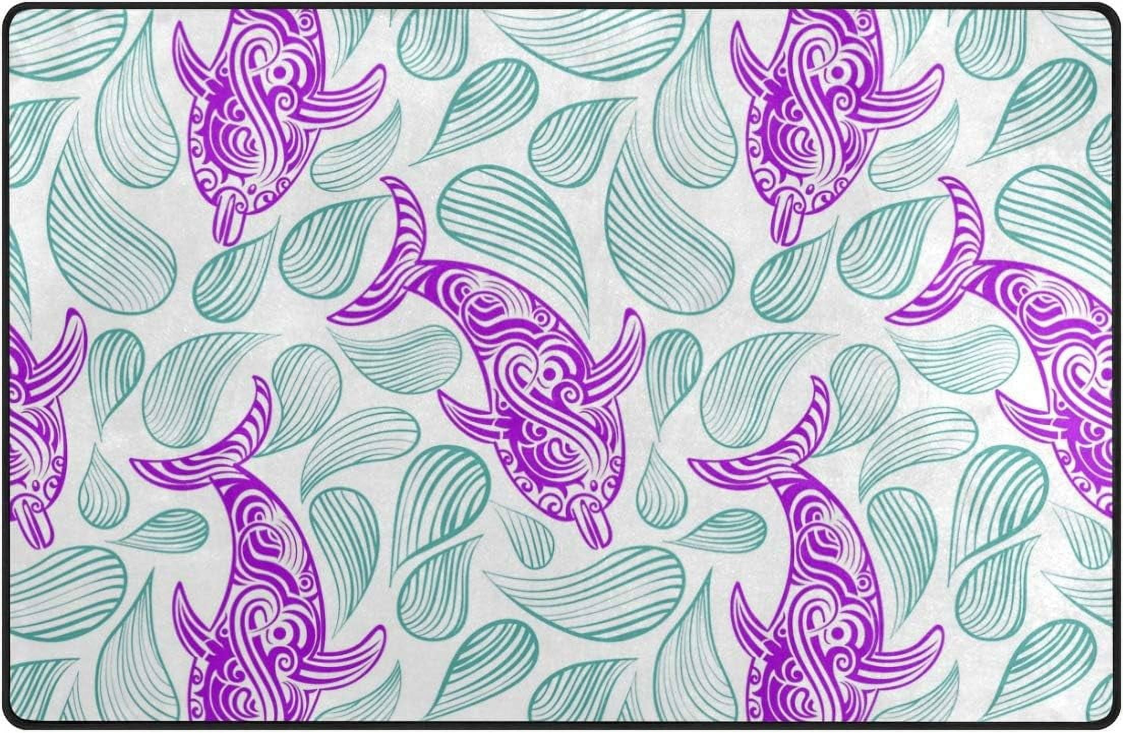 Coolnut Area Rug 60x39 inch, Carpet Dolphins Water Drop Nursery Rug ...