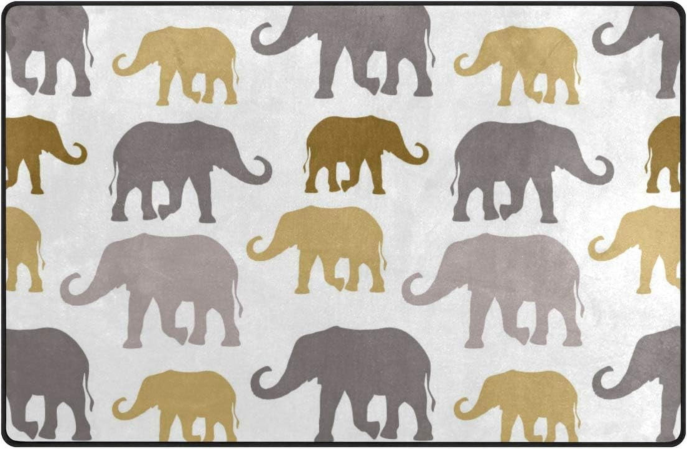 Coolnut Area Rug 60 x 39 inch (5'x 3'3"), Carpet Elephants On White ...