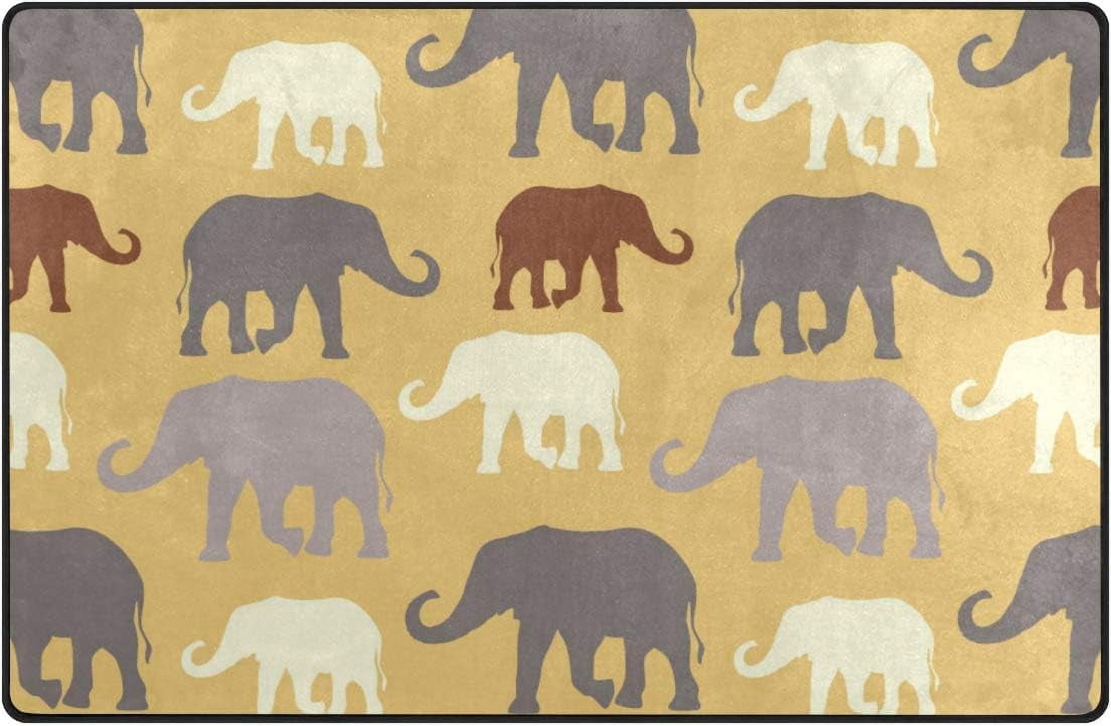 Coolnut Area Rug 60x39 inch, Carpet Silhouette Elephants Nursery Rug ...