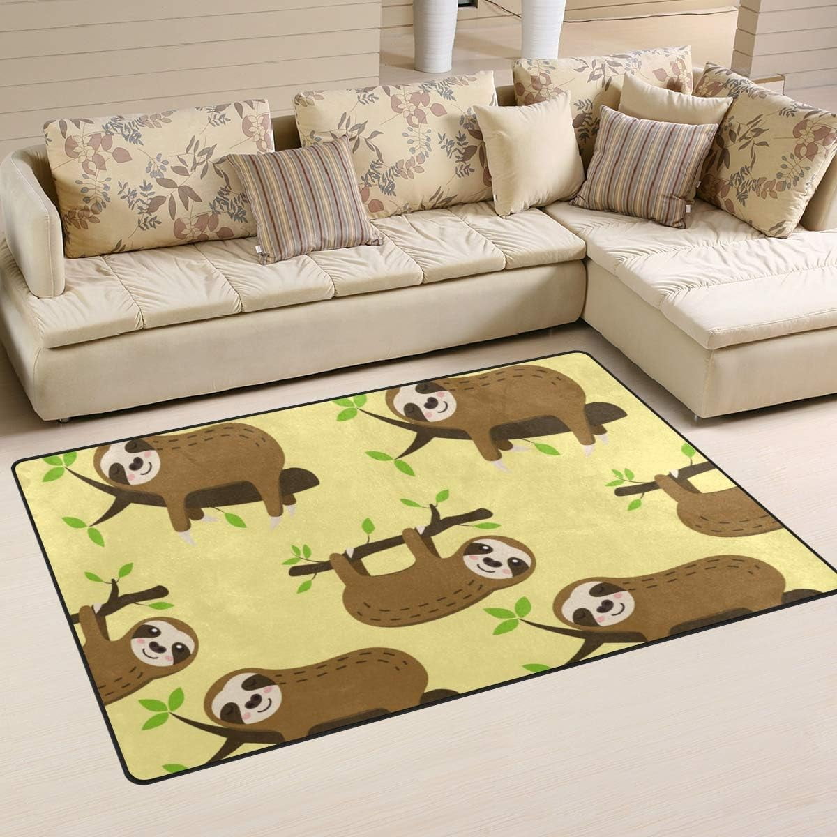 Coolnut Area Rug 60 x 39 inch (5'x 3'3"), Carpet Sleeping Sloth Nursery ...