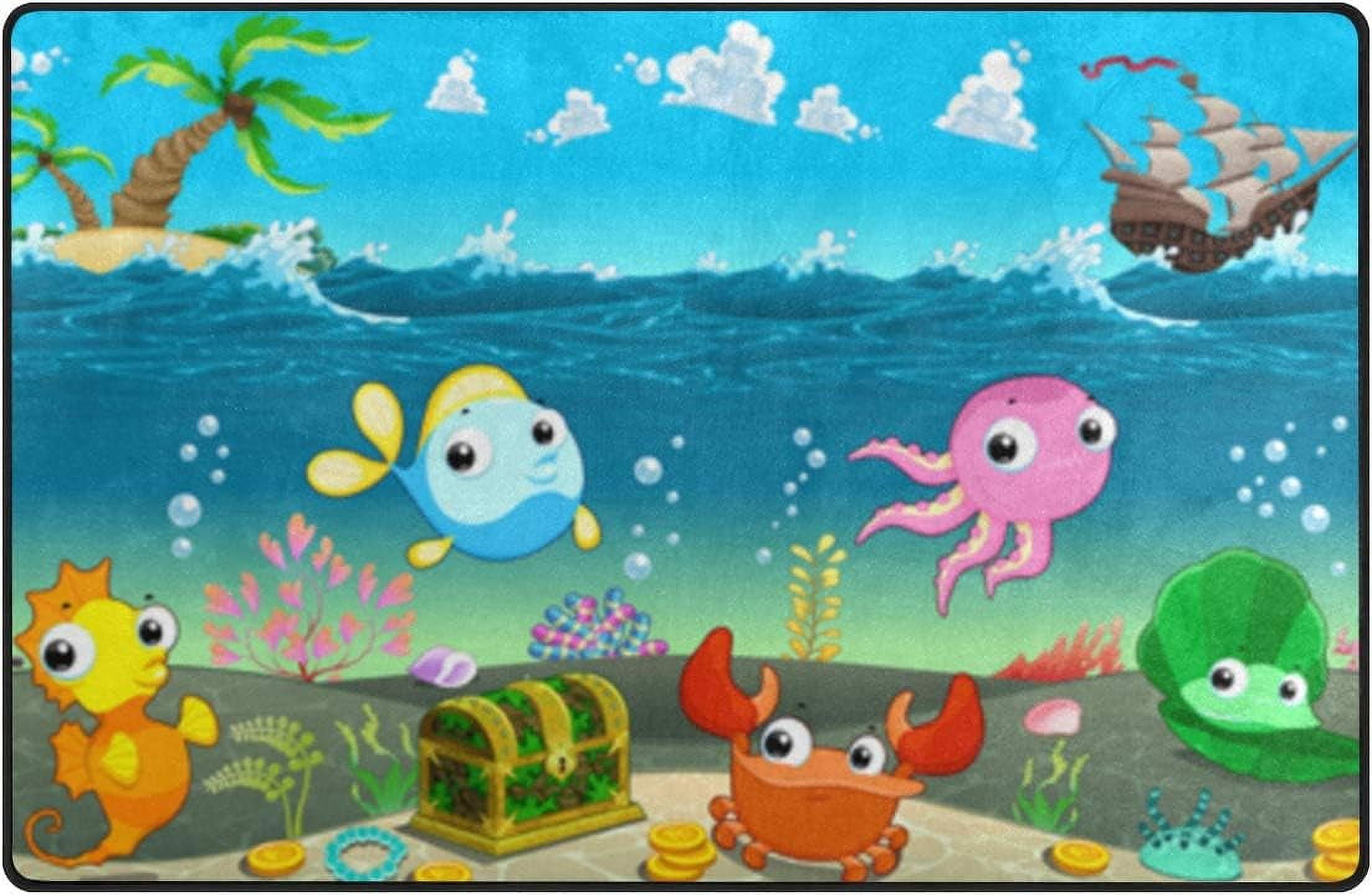 Coolnut Area Rug 60 x 39 inch (5'x 3'3"), Carpet Undersea Creatures ...
