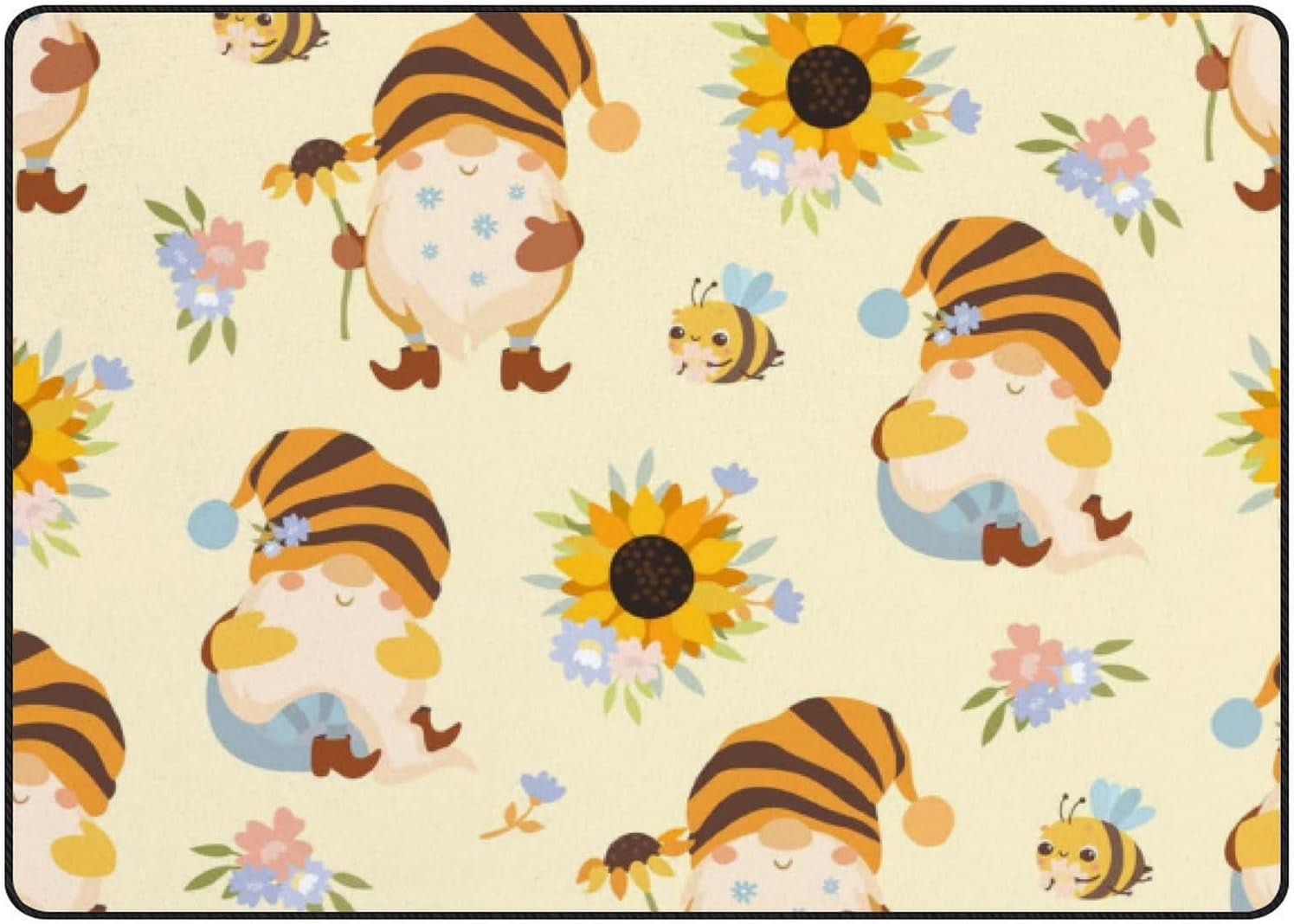 Coolnut Area Rug 60 x 39 inch (5'x 3'3"), Sunflowers Honey Bees and ...