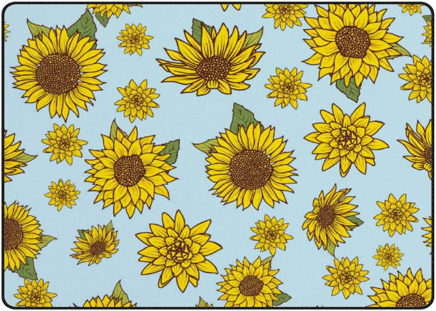 Coolnut Area Rug 60 x 39 inch (5'x 3'3"), Watercolor Sunflowers on Blue ...