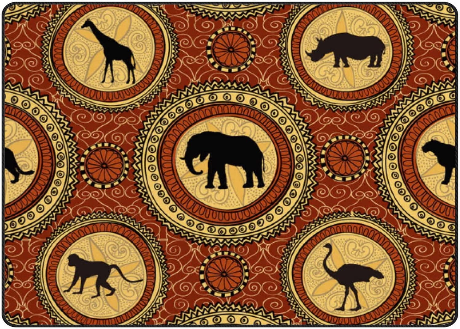 Coolnut Area Rug African Ethnic Elephants Pattern Nursery Rug Floor Mat ...