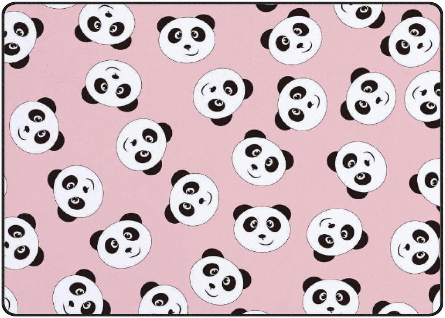 Coolnut Area Rug Black and White Smiling Panda on Pink Nursery Rug ...