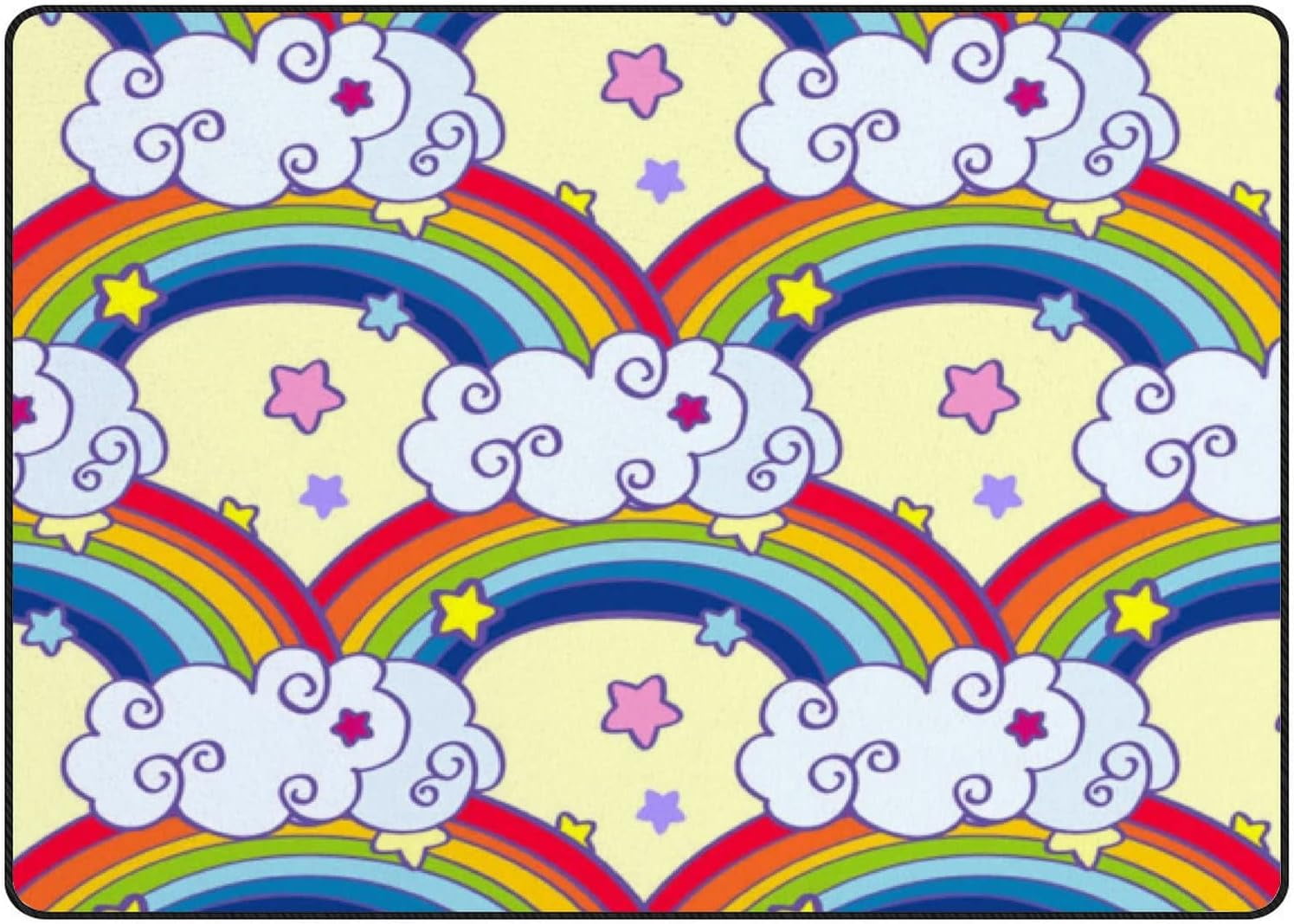 Coolnut Area Rug Cartoon Rainbow Clouds and Stars Nursery Rug Floor Mat ...
