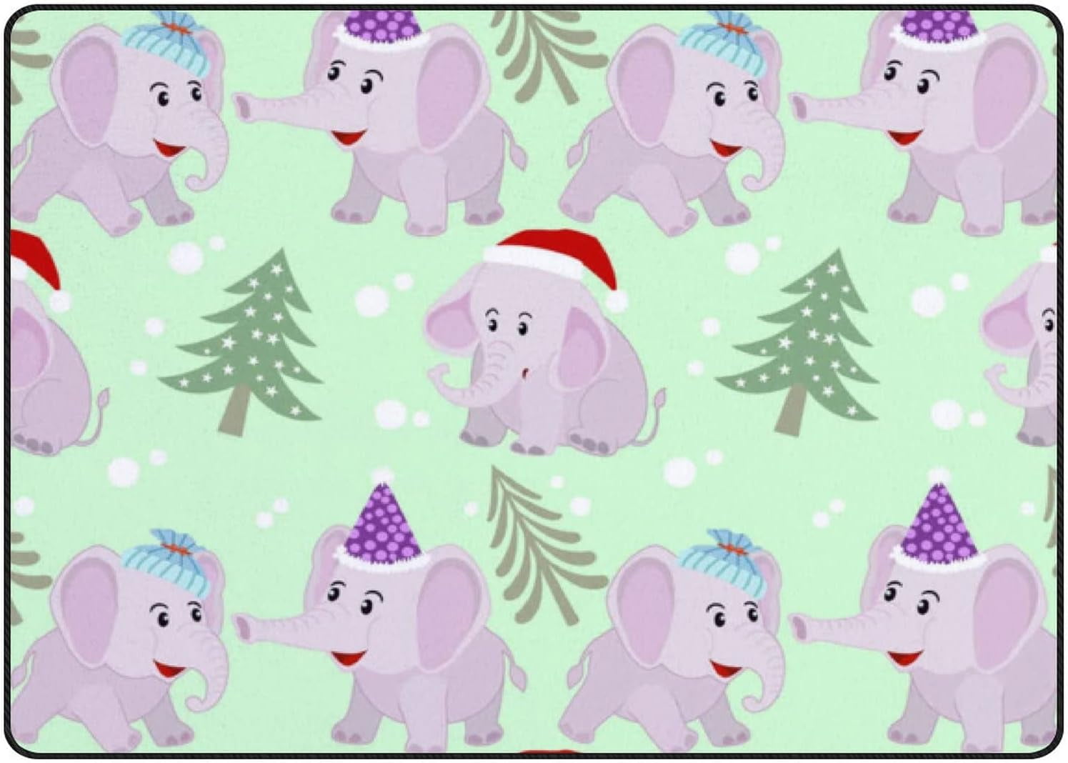 Coolnut Area Rug Cute Elephants with Hat and Trees Nursery Rug Floor ...