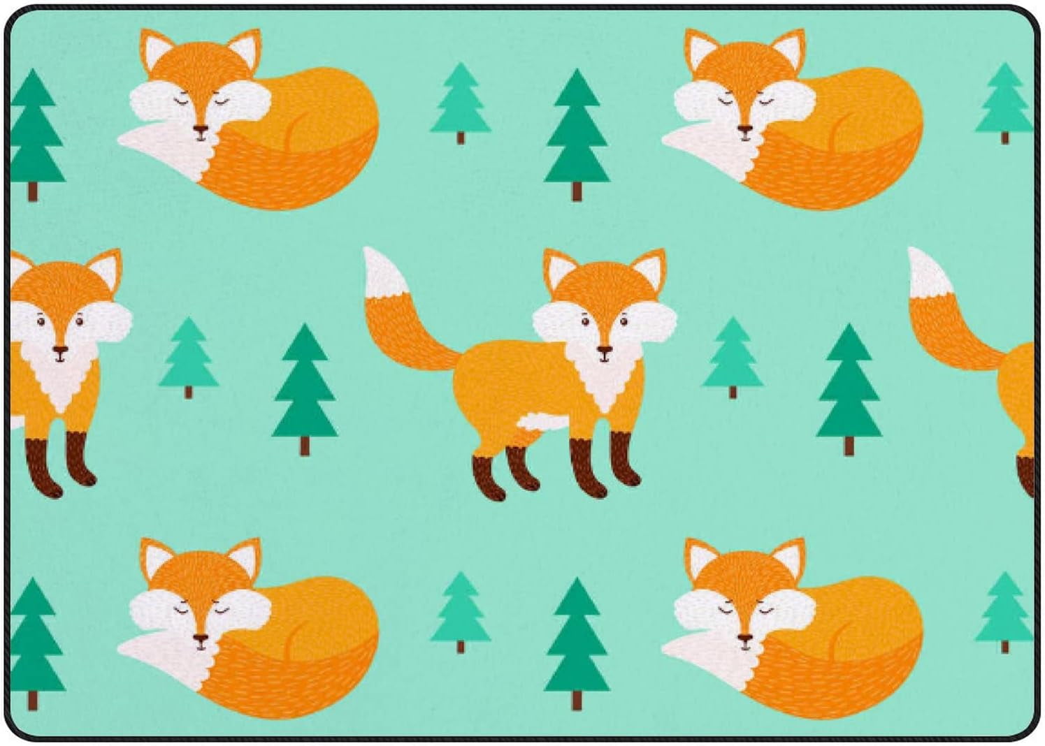 Coolnut Area Rug Foxes on a Bright Forest Nursery Rug Floor Mat Kids ...