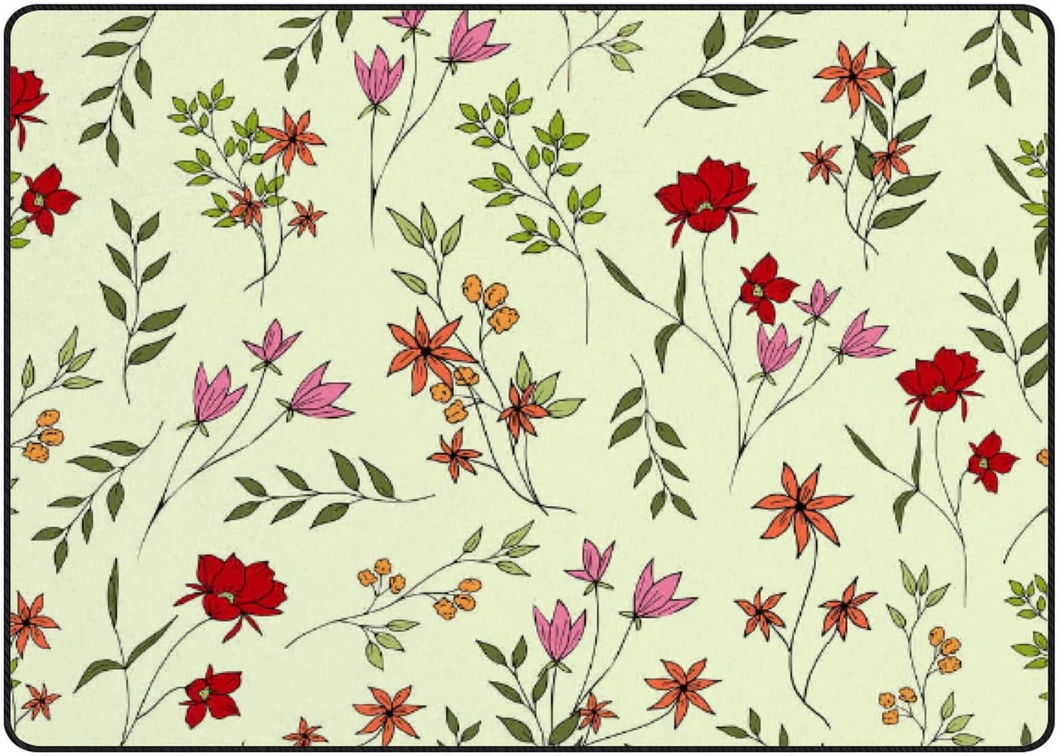 Coolnut Area Rug Lovely Doodle Flowers Nursery Rug Floor Mat Kids ...