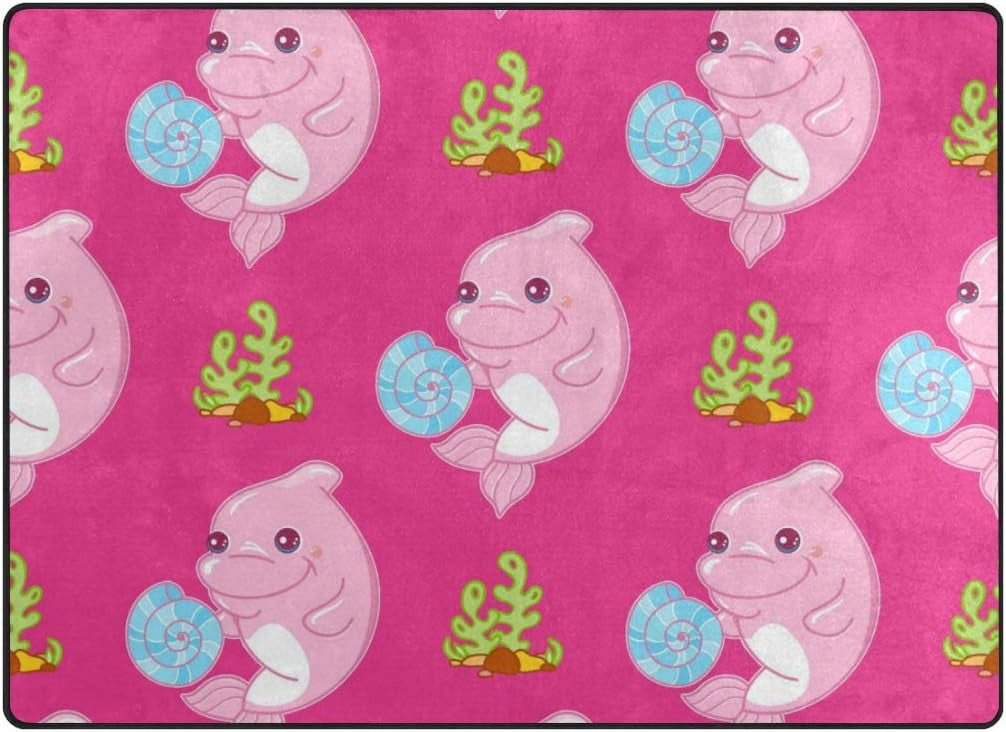 Coolnut Area Rug Pad Dolphin with Seashells and Seaweeds Nursery Rugs ...