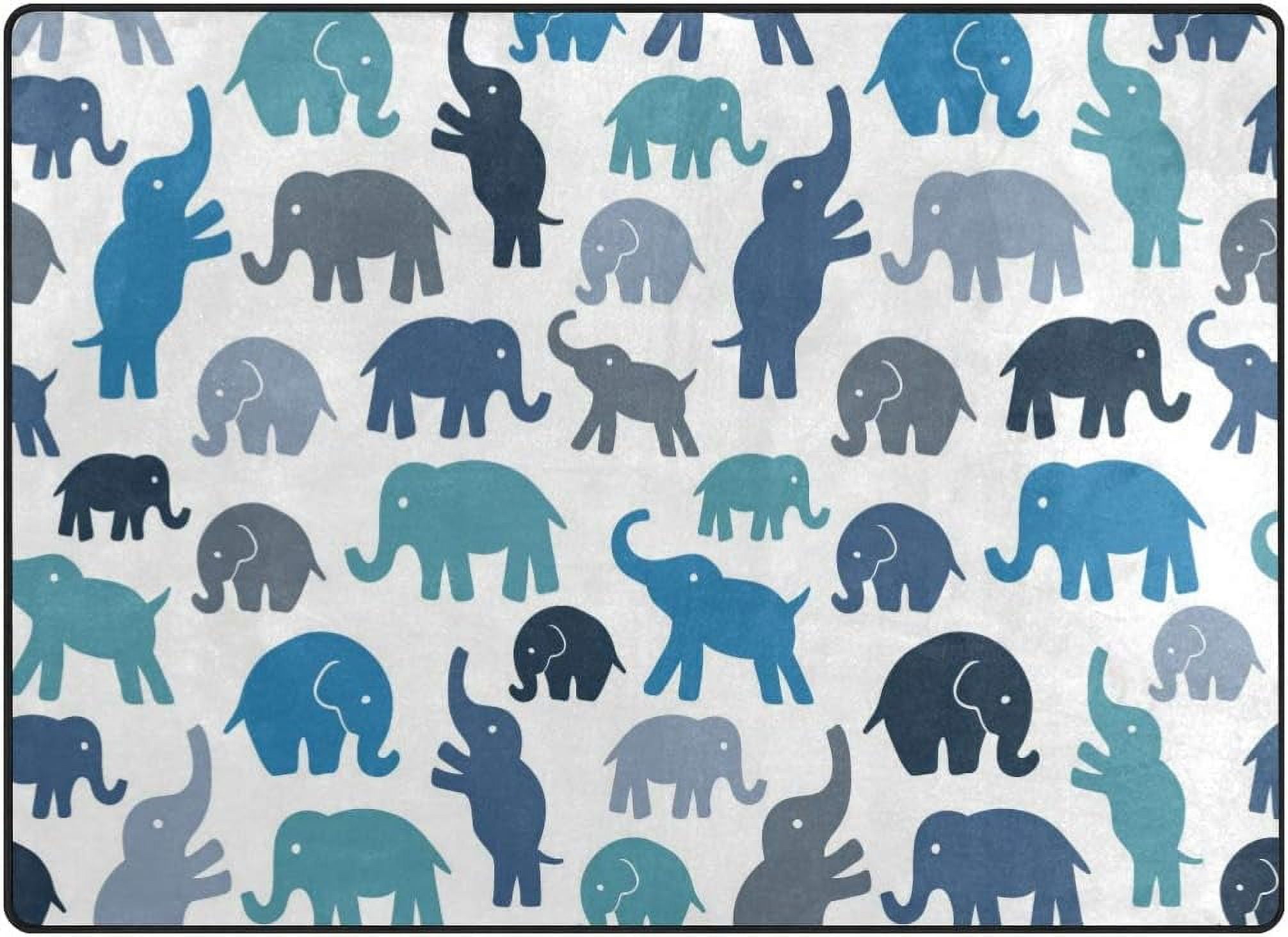 Coolnut Area Rug Pad Elephants On White Nursery Rugs, Floor Mat for ...