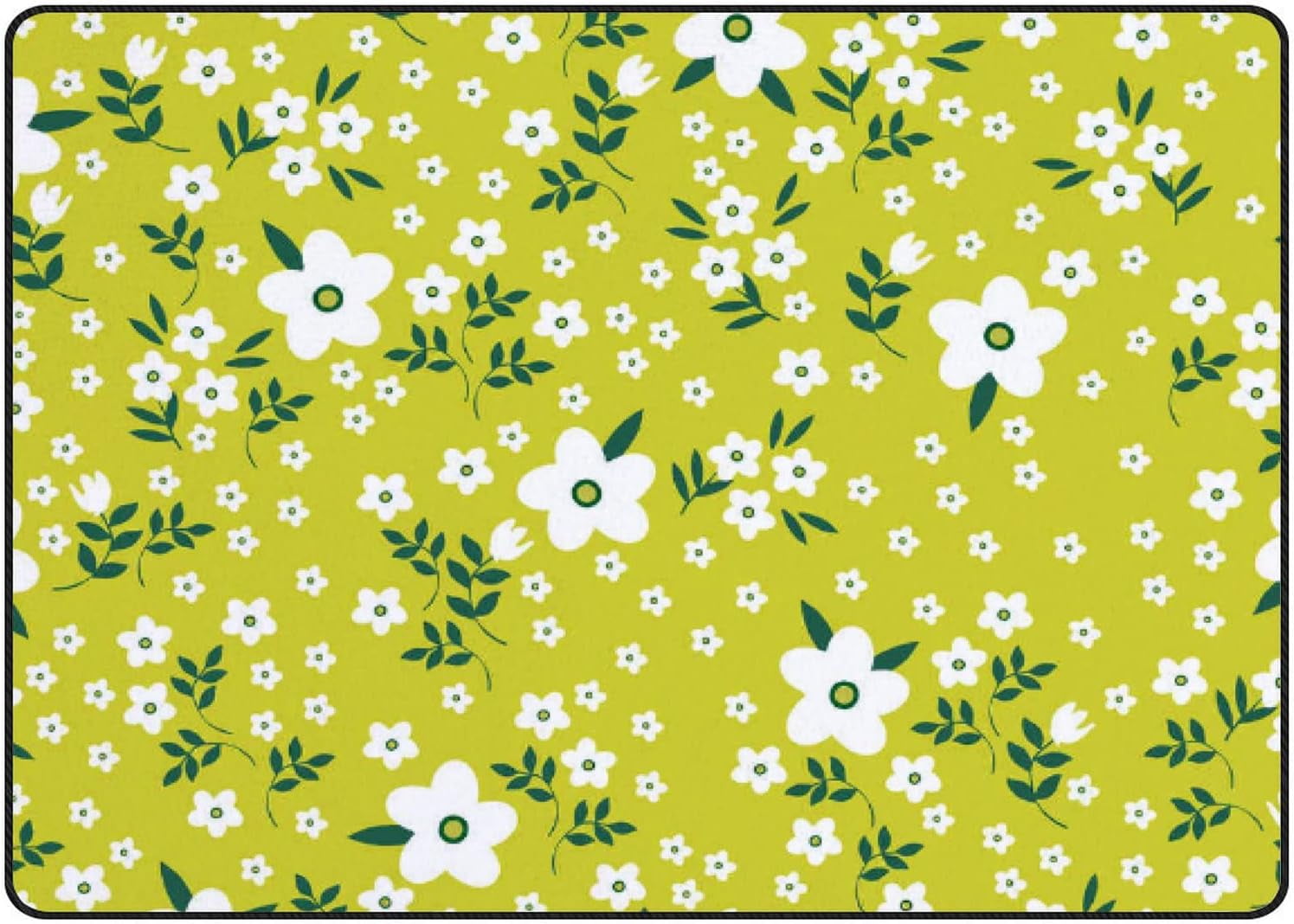 Coolnut Area Rug Vintage Small and Large White Flowers Nursery Rug ...