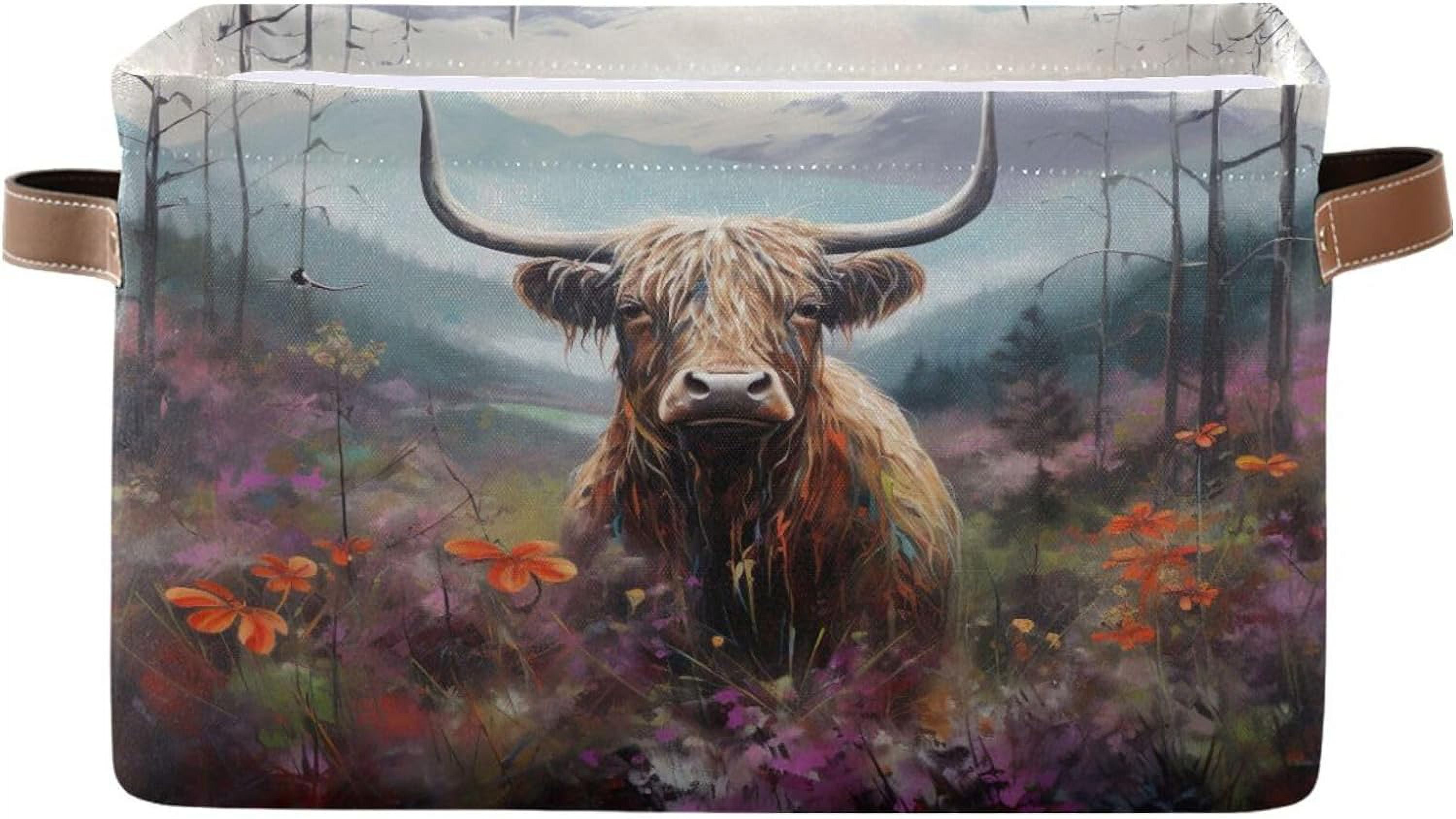 Coolnut Art Highland Cattle Foldable Storage Basket for Shelves ...