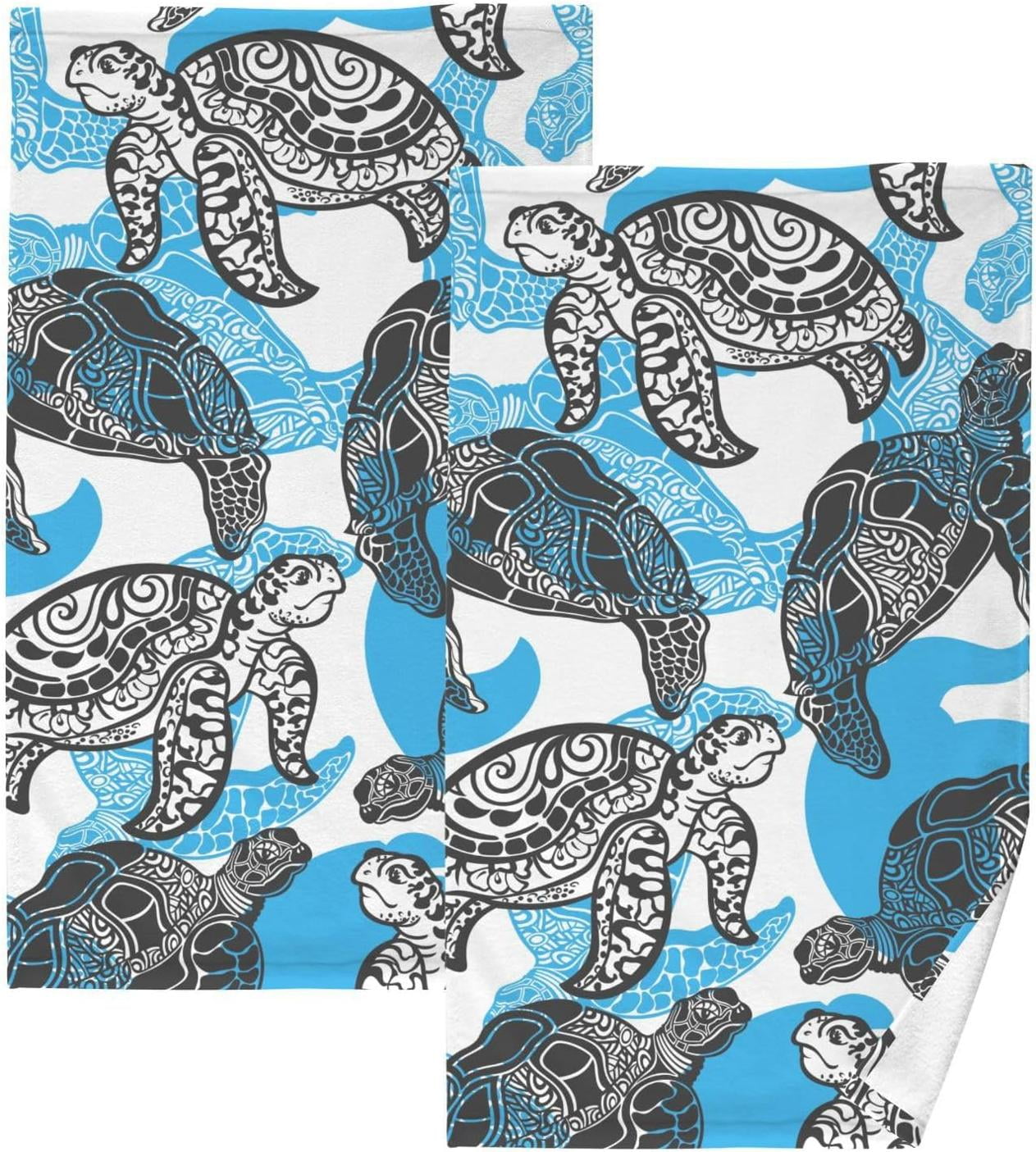 Coolnut Art Pattern Turtle Patterned Hand Towels 2 PCS, Cotton Bath ...