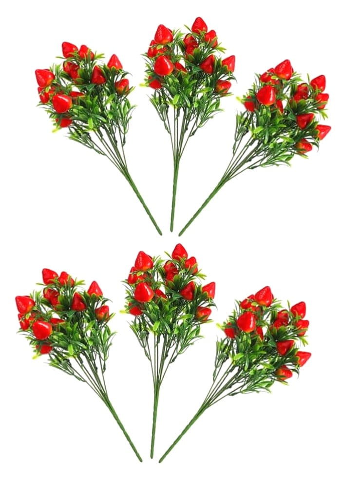 Coolnut Artificial Strawberry Bouquet - 6 Picks Faux Strawberry ...