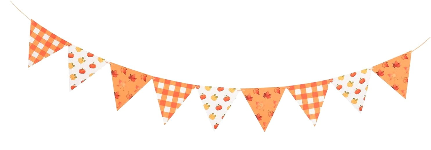 Coolnut Autumn Banner Garland – Fall Triangle Bunting with, Pumpkin ...