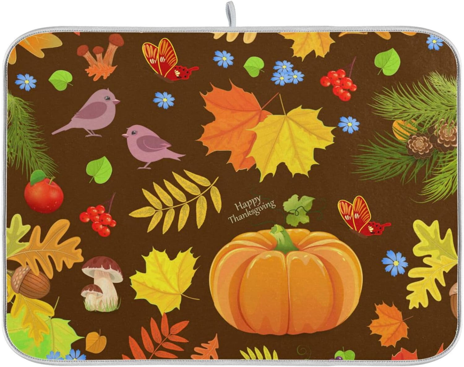Coolnut Autumn Harvest Pumpkin Dish Drying Mat Absorbent Reversible ...