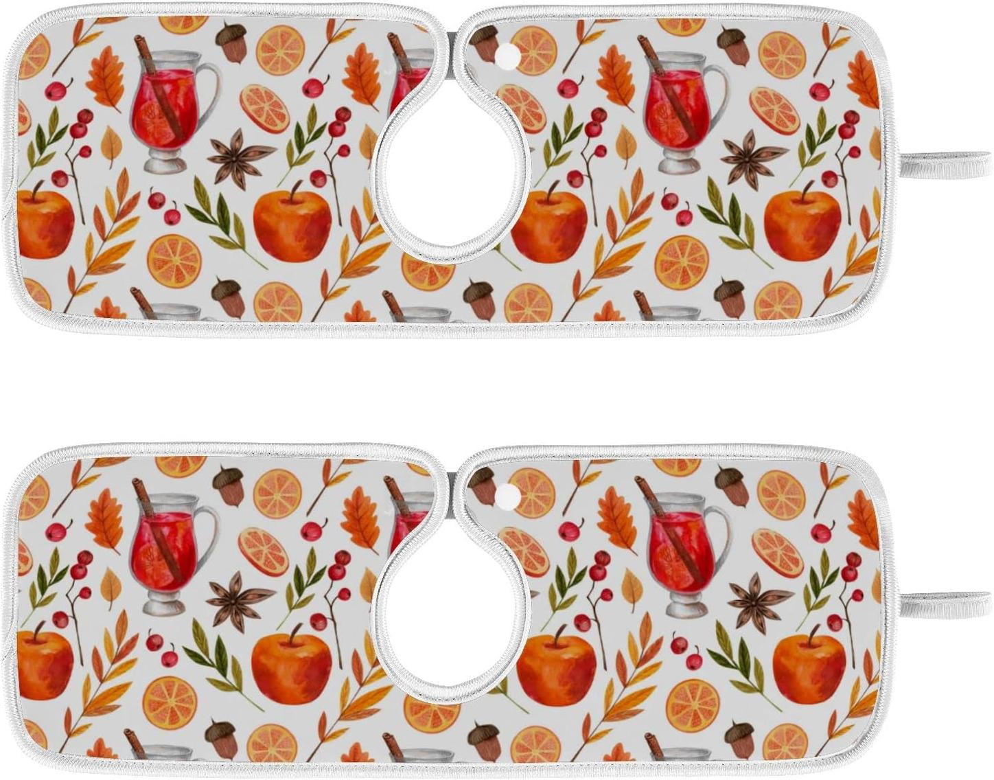 Coolnut Autumn Leaves Lemon 2PCS Kitchen Faucet Mat Bathroom Faucet Mat ...