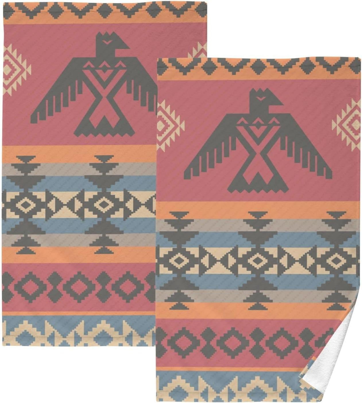 Coolnut Aztec Bird Hand Towels 2 PCS, Cotton Bath Towel for Drying Face ...
