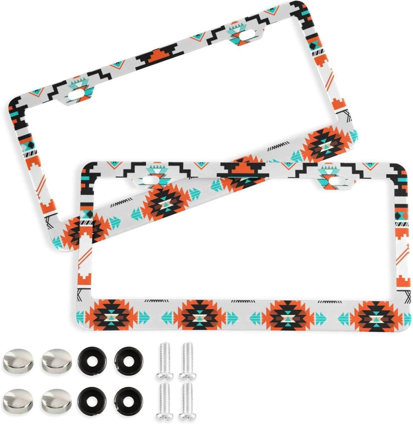 Coolnut Aztec Geometric License Plate Frames 2 Pack, Waterproof ...