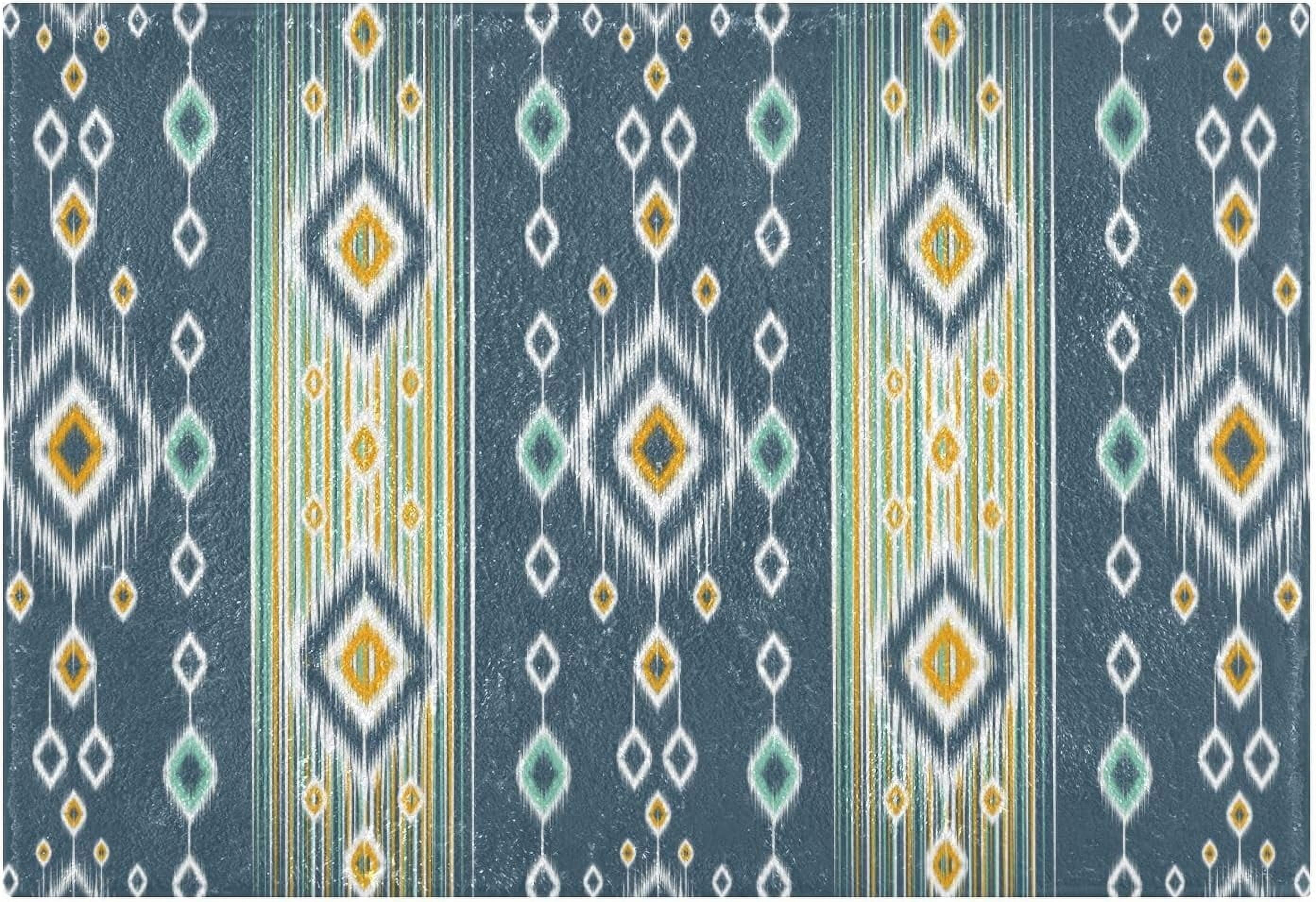 Coolnut Aztec Ikat Pattern Bathroom Rug Rectangular Bath Mat Non Slip ...