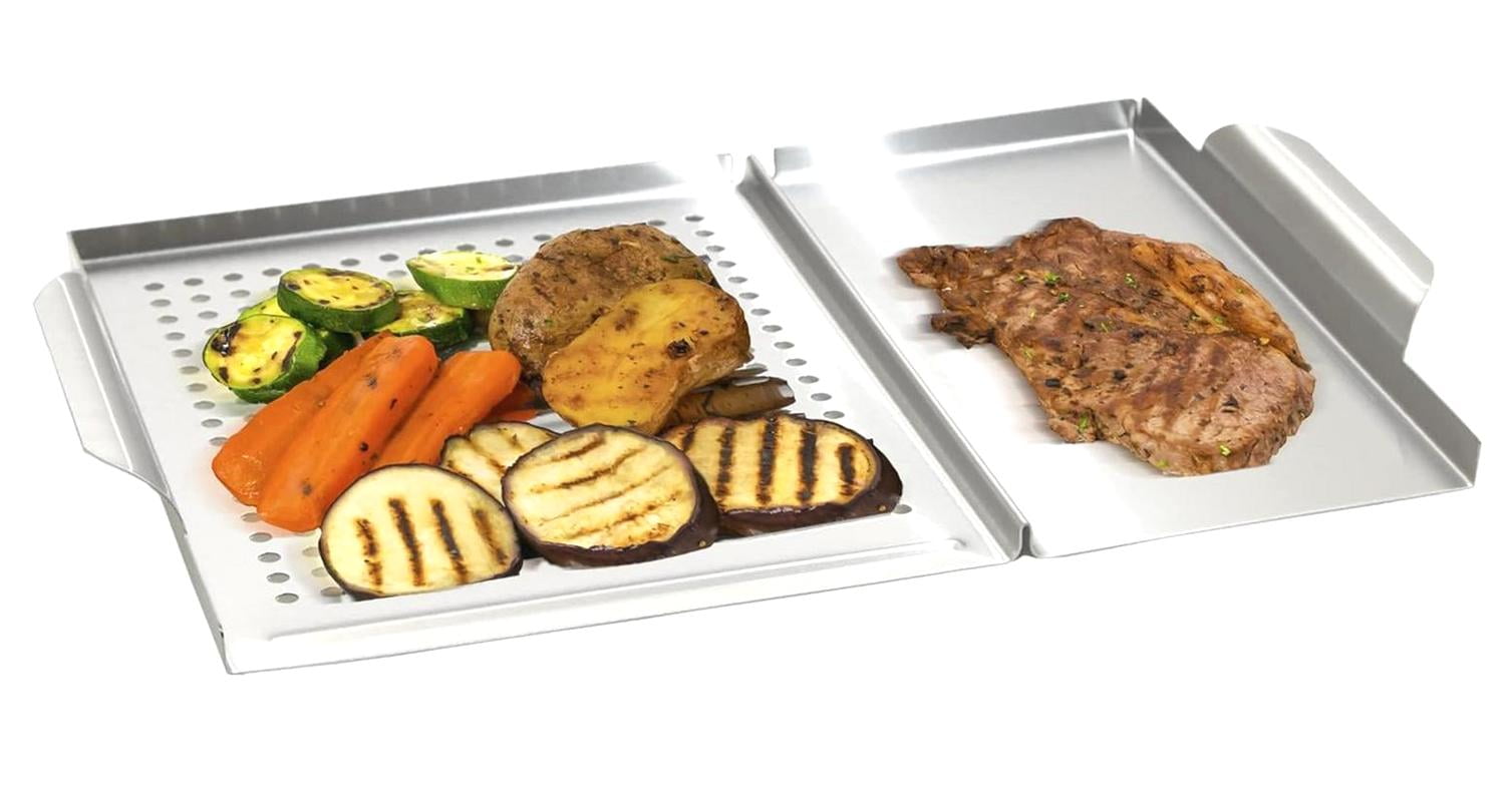 Coolnut BBQ Grill Pans - Set of 2 - Steel Grill Griddle with Holes for ...