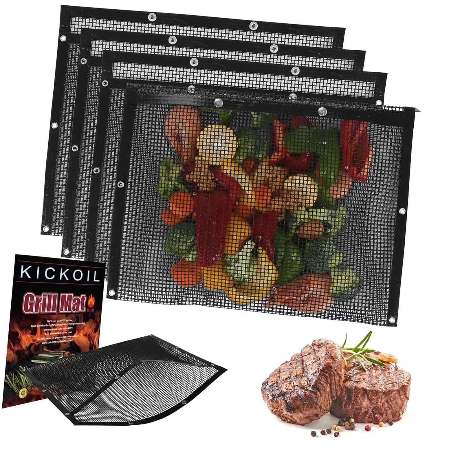 Coolnut BBQ Mesh Grilling Bags, Set of 4 Large Non-Stick Grill Bags for ...