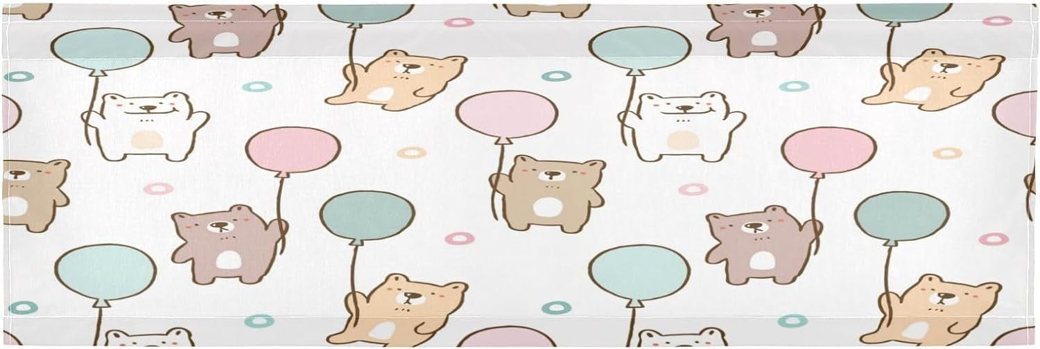 Coolnut Balloons and Cute Little Bears Curtain Valance for Windows, Rod ...