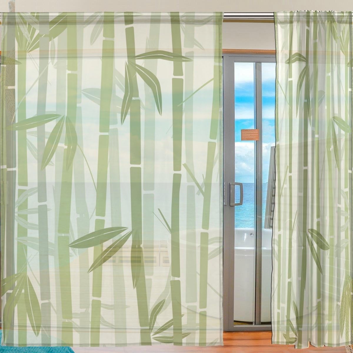 Coolnut Bamboo Forest Sheer Gauze Door Curtain Window Curtain Drapes ...