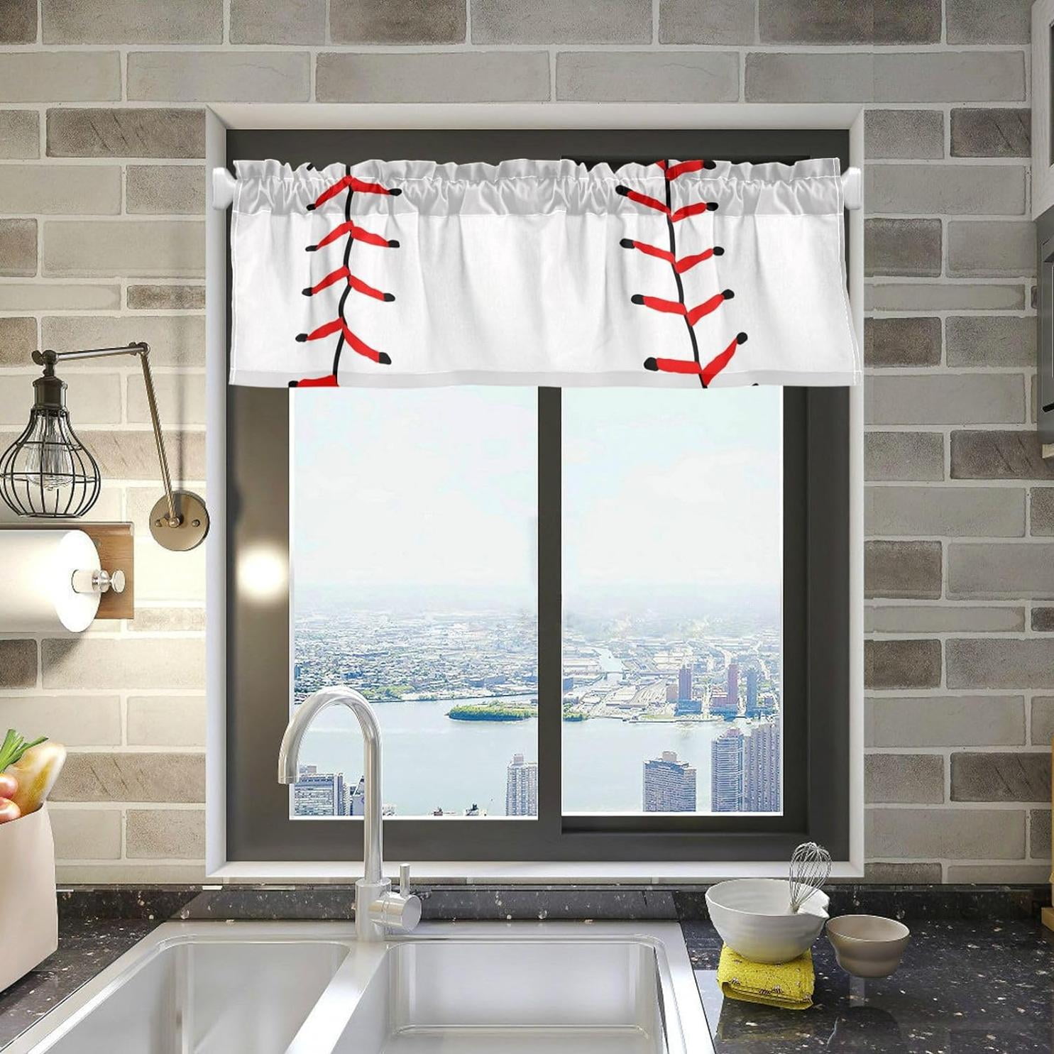 Coolnut Baseball Seams Windows Valance Curtains, Double Layer Short ...