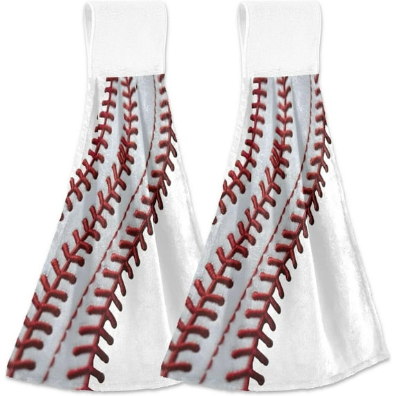 Coolnut Baseball Stripes Hand Towels Set of 2 Soft Absorbent Kitchen ...