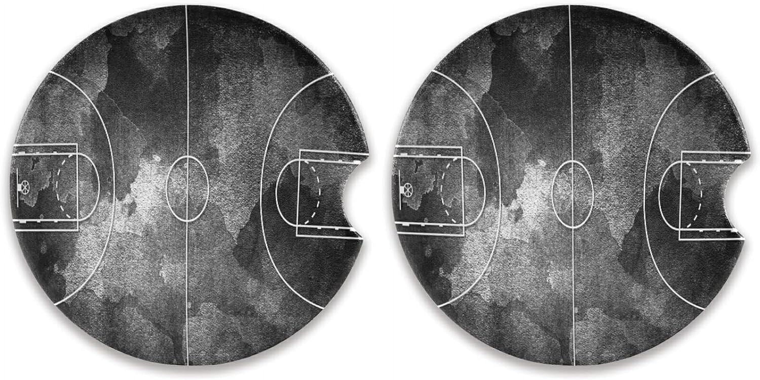 Coolnut Basketball Court Car Coasters 2 Pieces, Absorbent Ceramic Cork ...