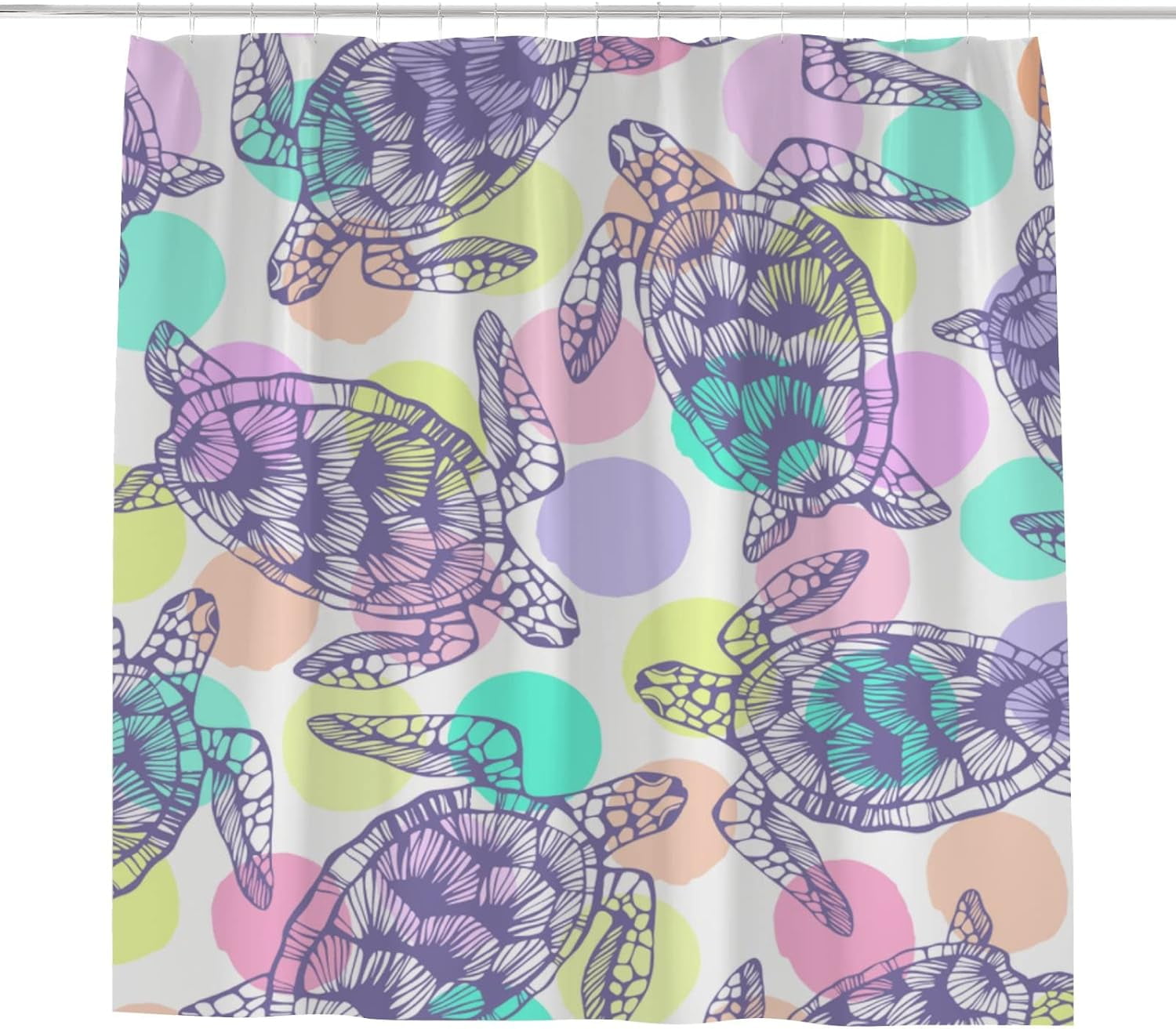 Coolnut Bath Shower Curtain Liners Colorful Sea Turtles 60x72in ...