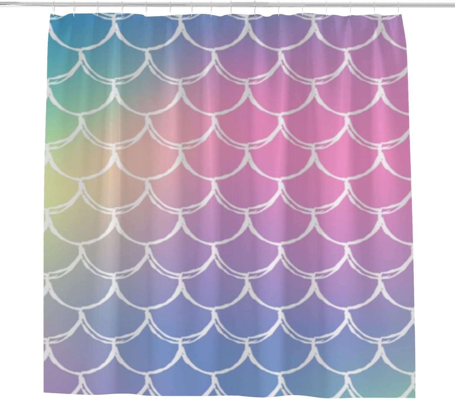 Coolnut Bath Shower Curtain Liners Rainbow Colors Fish Scales 66x72in ...