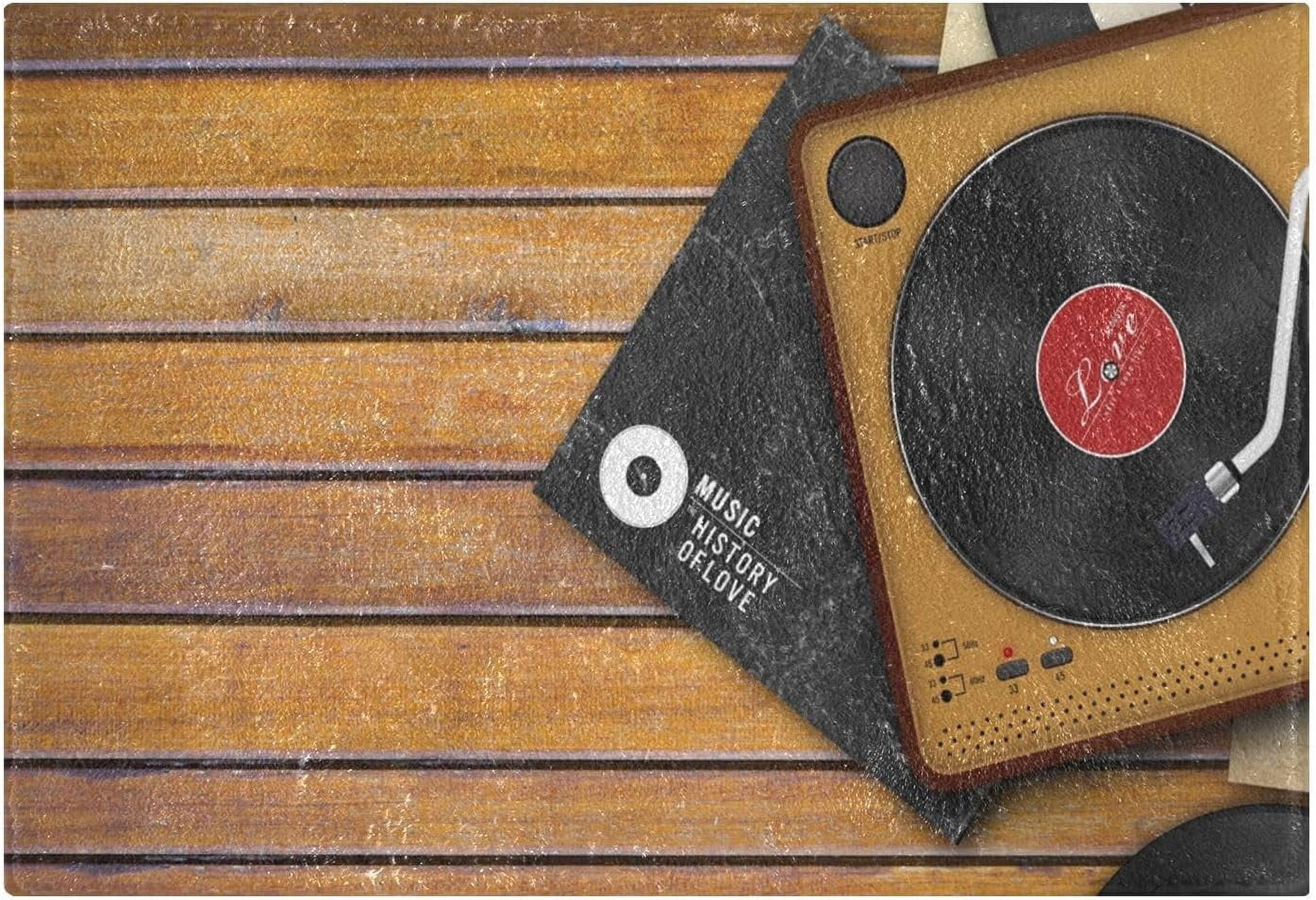 Coolnut Bathroom Rug Mat Vinyl Record Player on Wooden Bath Mat Super ...