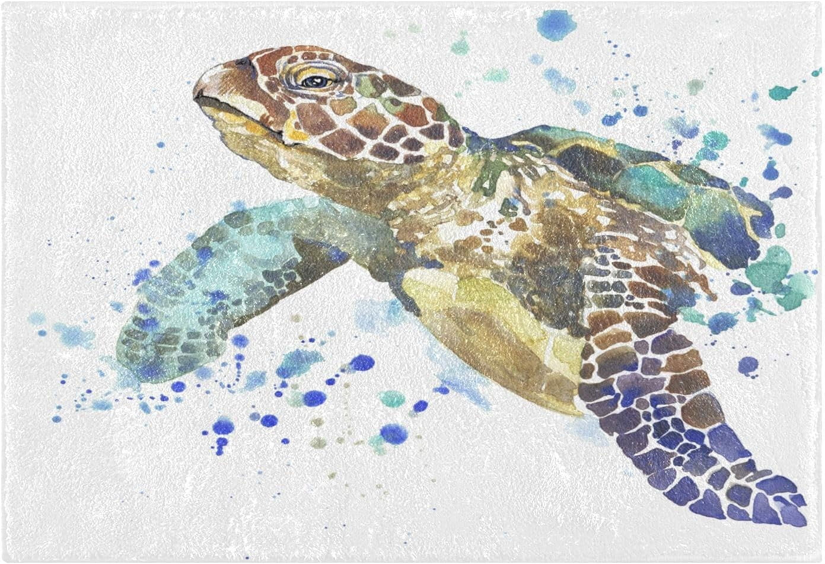 Coolnut Bathroom Rug Mat Watercolor Marine Animals Cute Sea Turtle Bath ...
