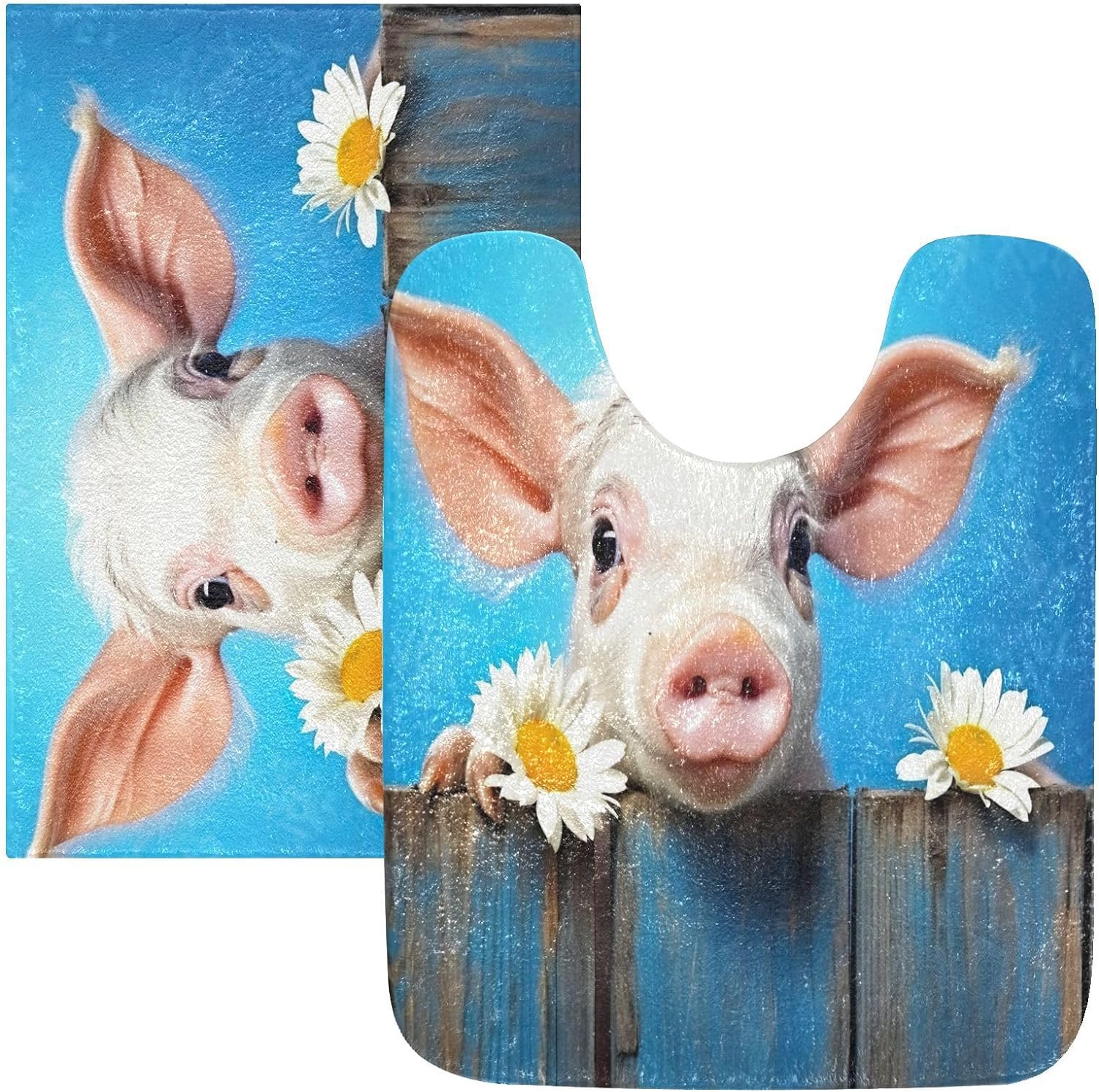 Coolnut Bathroom Rug Set 2 Pieces Cute Daisy Soft and Absorbent ...