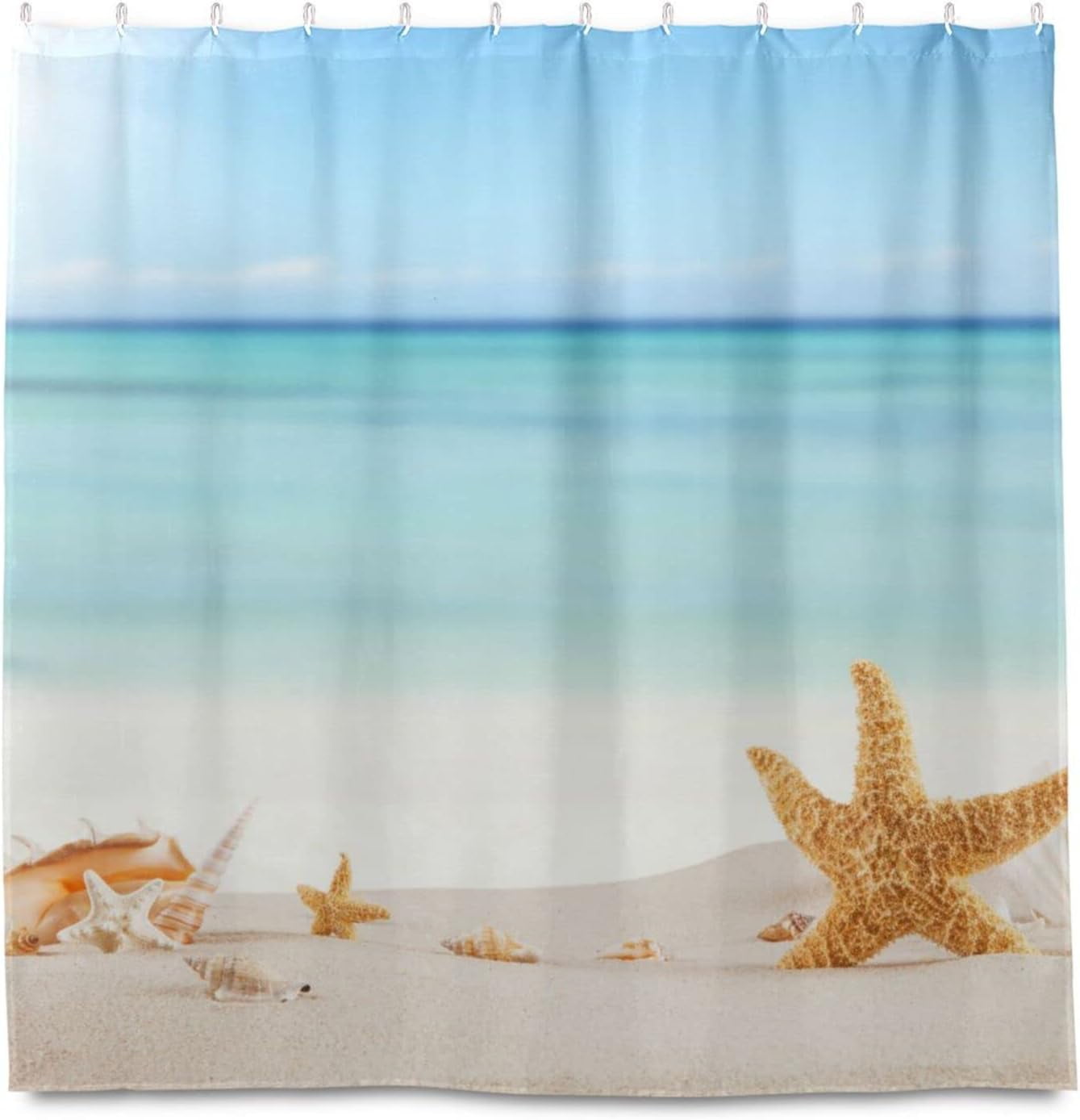 Coolnut Beach Starfish Seashells Shower Curtain Bathroom Decor ...